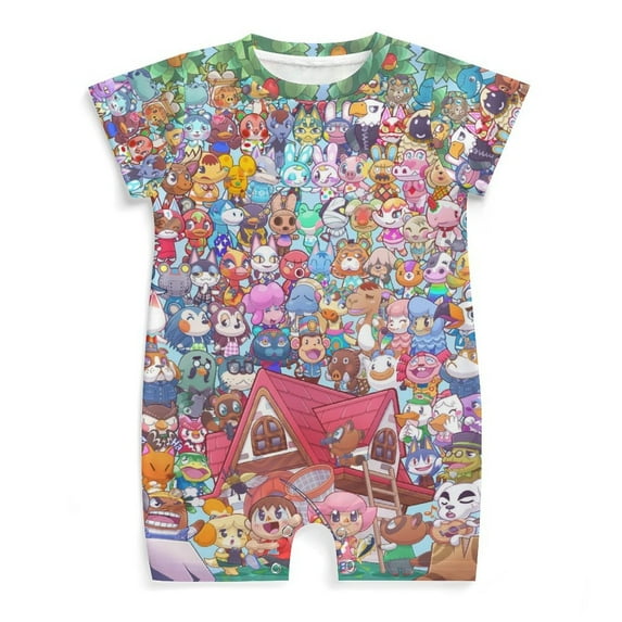 Animal Cros-,sing Newborn Baby Romper Clothing Infant Short Sleeve ...