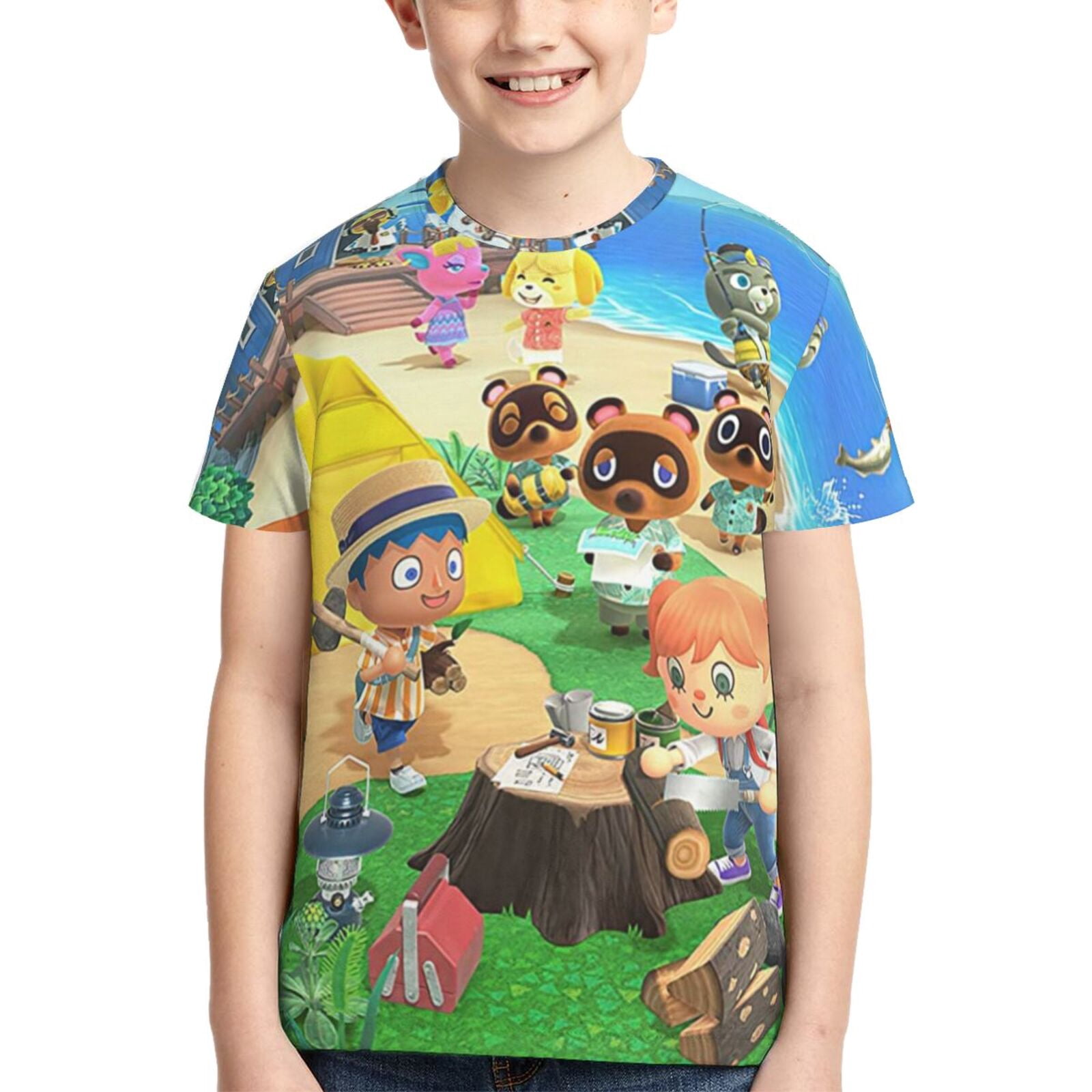Animal Crossing Cartoon Teen T-Shirt Crewneck Short Sleeve Double-Sided ...