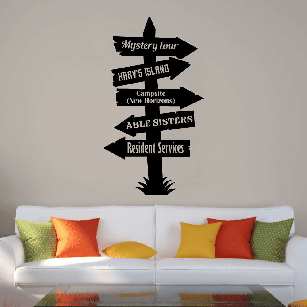 Animal Crossing Game Pathway Sign Signage Cartoon Wall Sticker Art ...