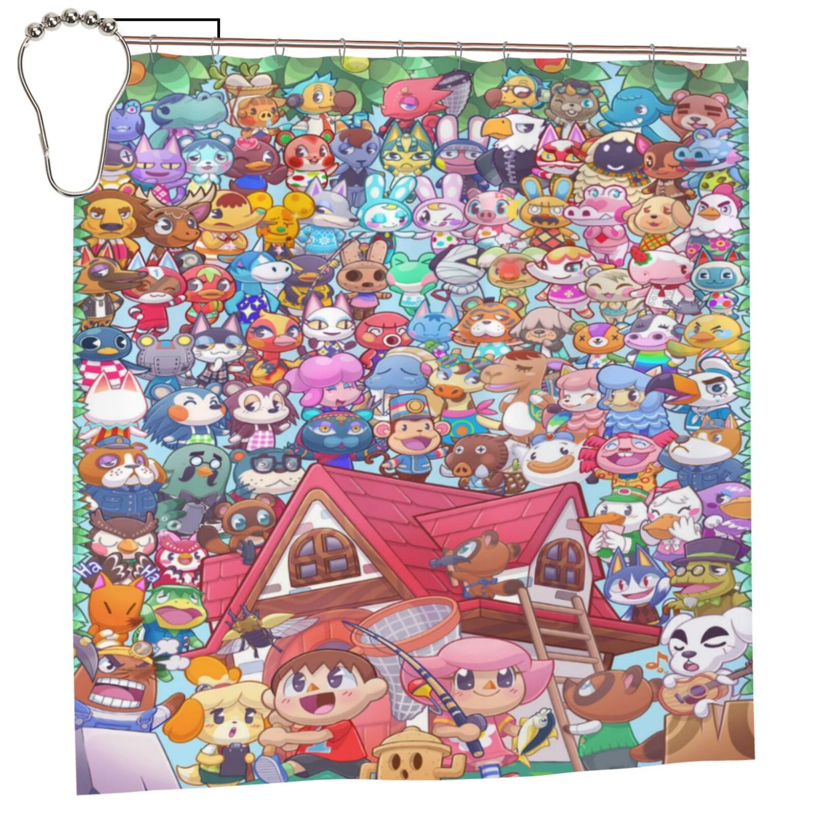 Animal Crossing Shower Curtain For Kids Children Cute Shower Curtain ...