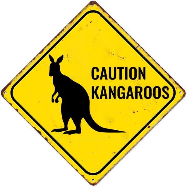 Animal Crossing Sign Caution Kangaroos Crossing Tin Sign Vintage Wall ...