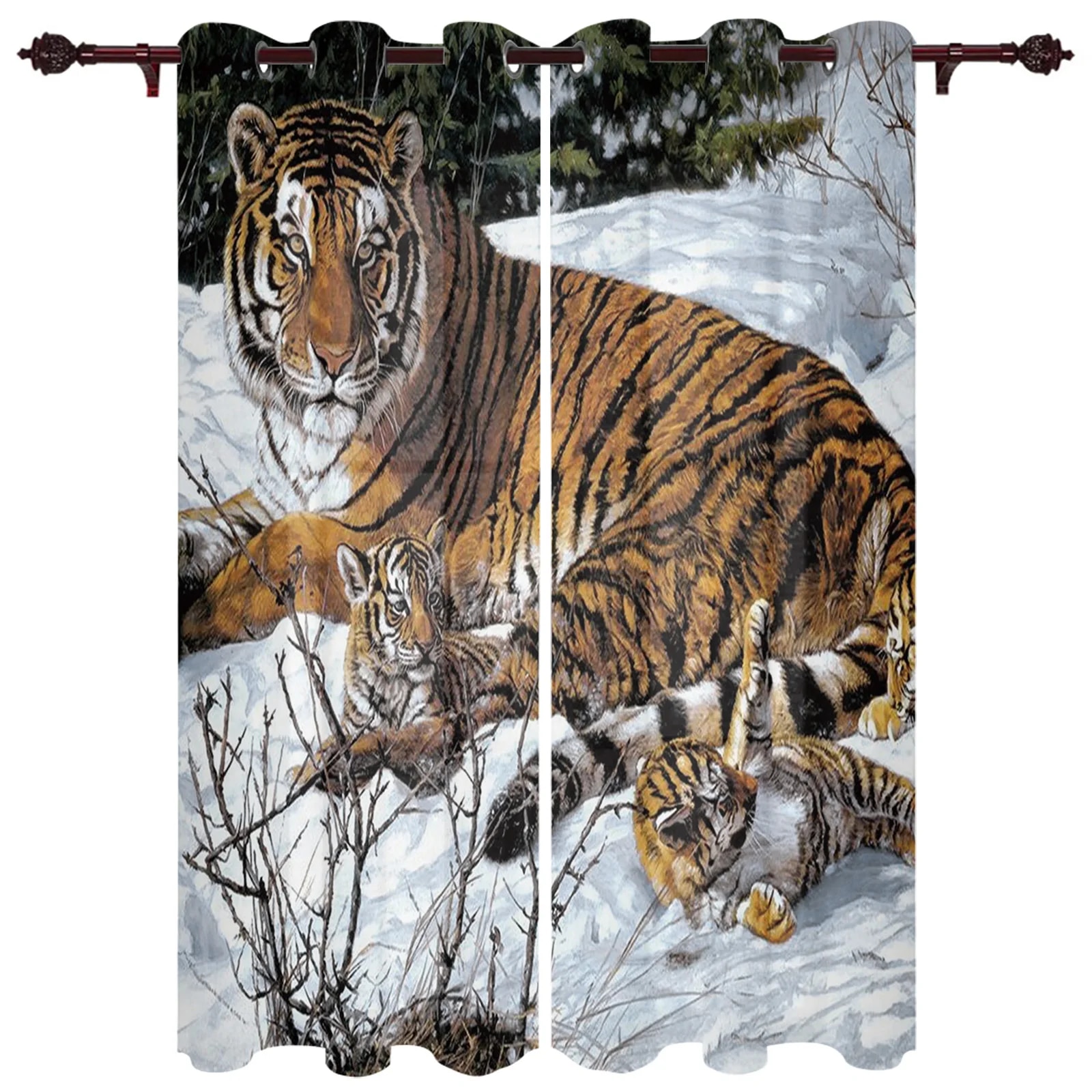 Animal Curtain Forest Animal Tiger Pattern Curtains for Bedroom Living ...