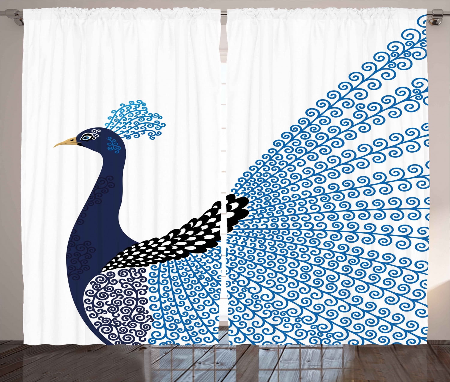 Ambesonne Animal Curtains 2 Panel Set, Exotic Peacock Feather, 108" x ...