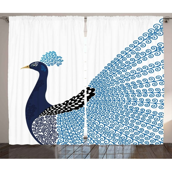 Ambesonne Animal Curtains 2 Panel Set, Exotic Peacock Feather, 108" x ...