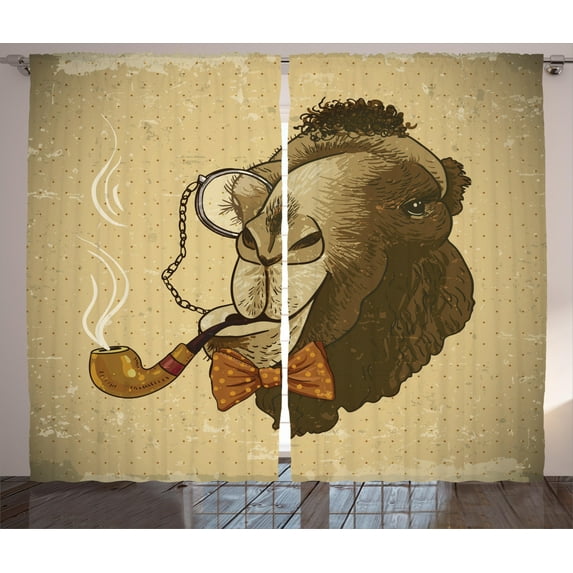 Ambesonne Animal Curtains 2 Panel Set, Hipster Pop Art Vintage, 108" x ...
