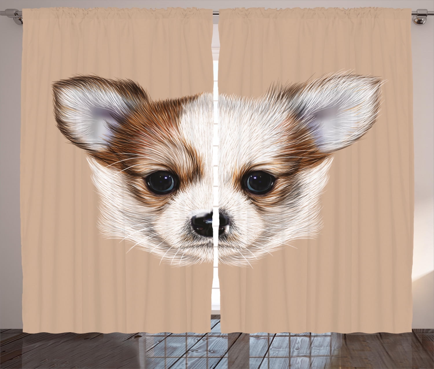 Ambesonne Animal Curtains 2 Panel Set, Little Furry Friend, 108" x 96 ...