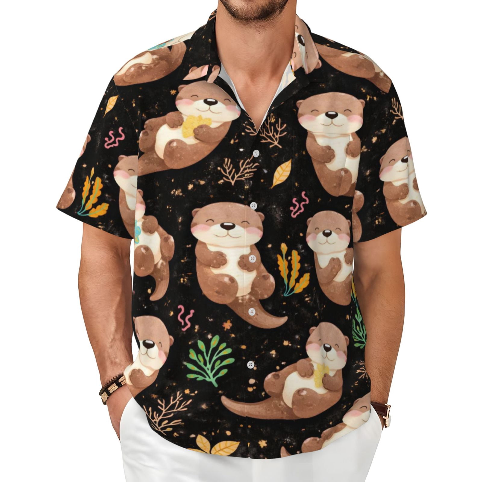 Animal Cute Otter Men'S Short-Sleeved Shirts with All-Over Prints for ...