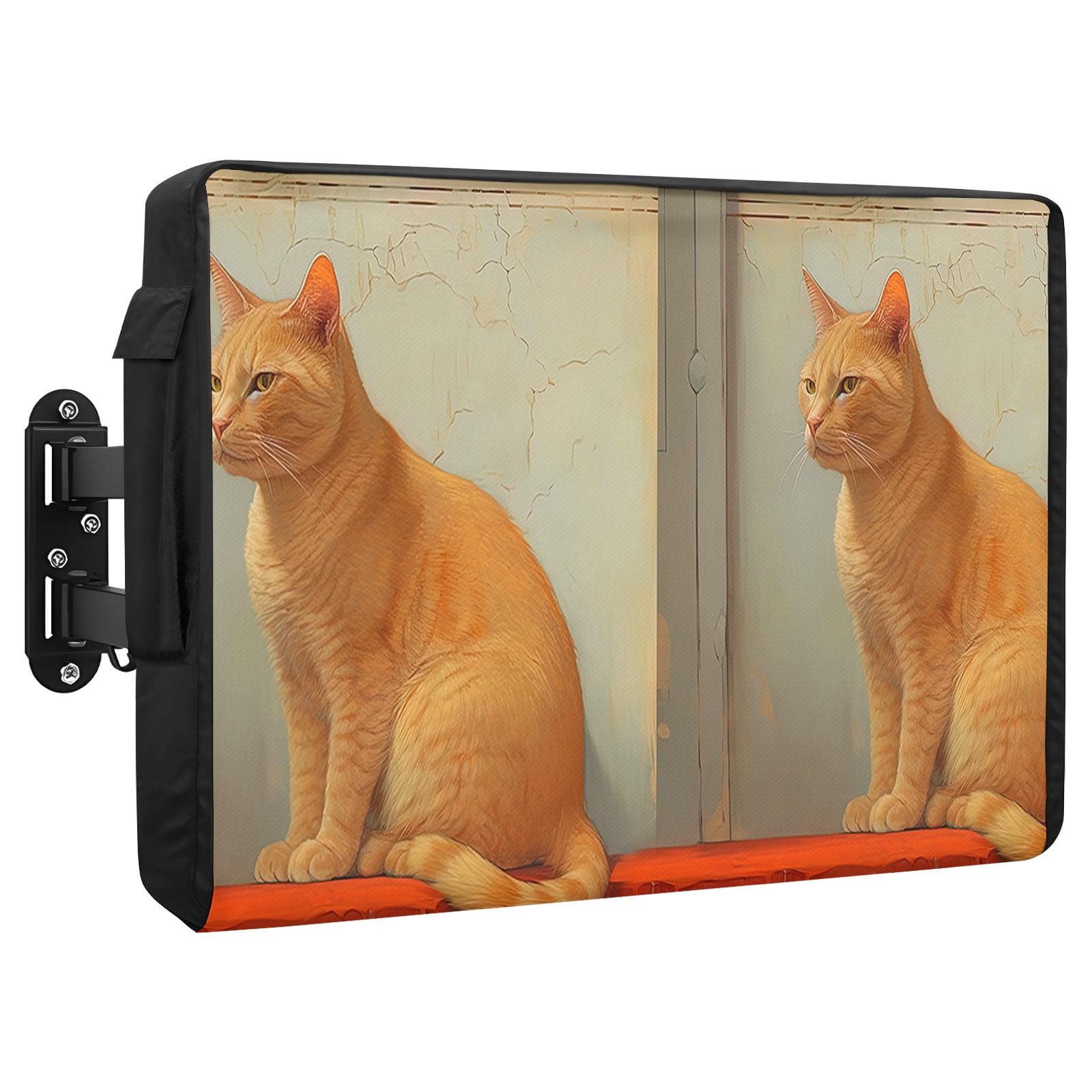 Animal Cute Outdoor TV Cover 60 to 65 Inch Pet Orange Cat Weatherproof ...