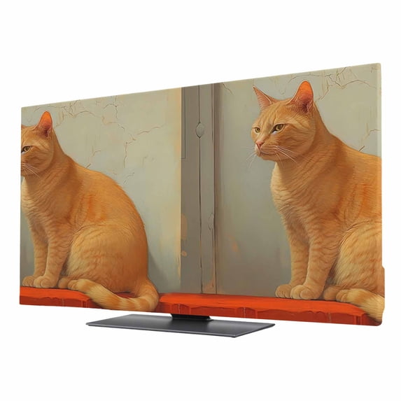 Animal Cute TV Dust Cover 75 Inch, Pet Orange Cat Computer Monitor ...
