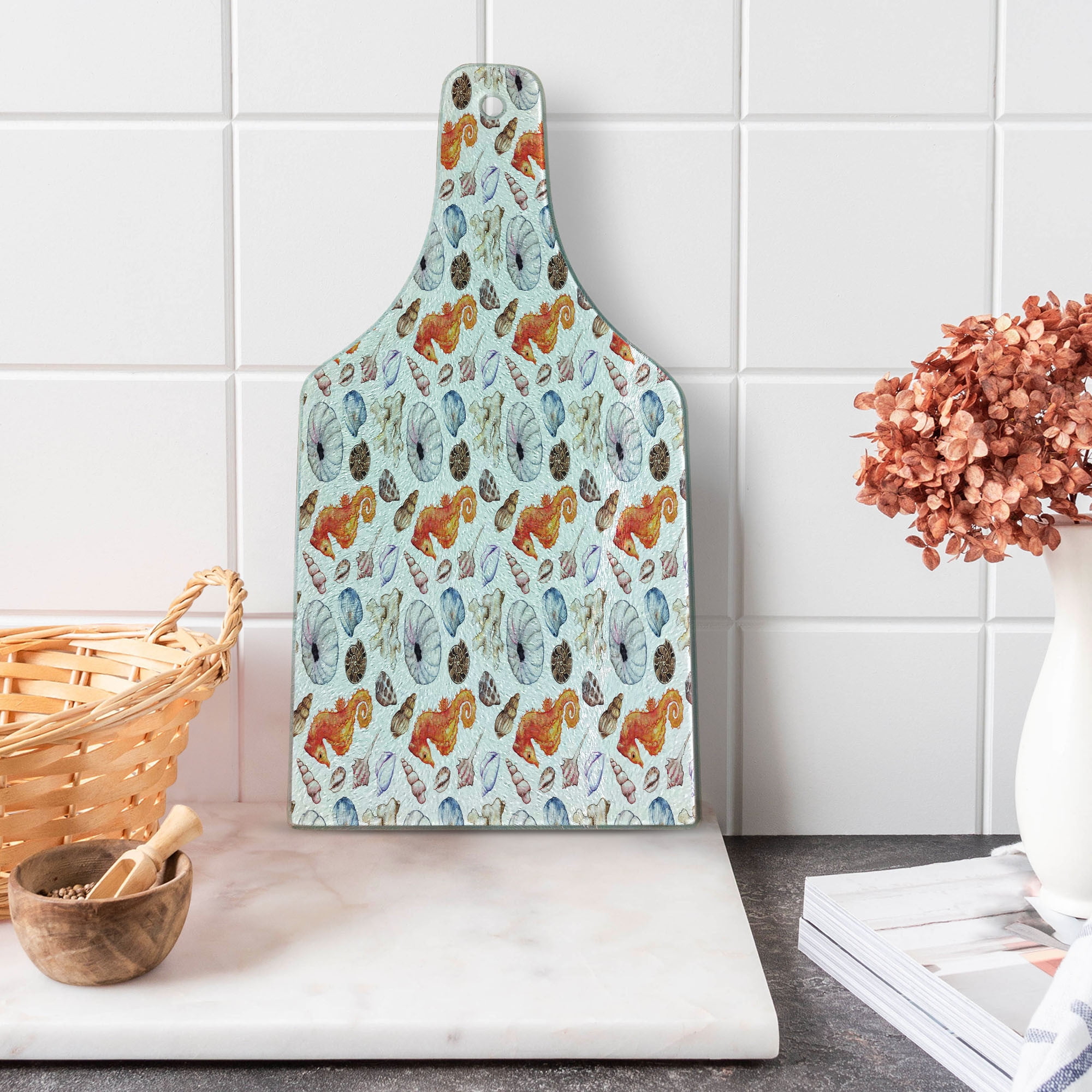 Animal Cutting Board, Bunch of Deep Sea Elements with Screw Shell Crabs ...