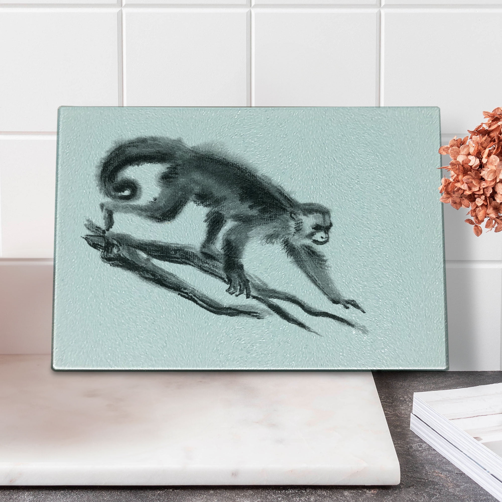 Animal Cutting Board, Sketchy Style Monkey on a Branch Exotic Creature ...