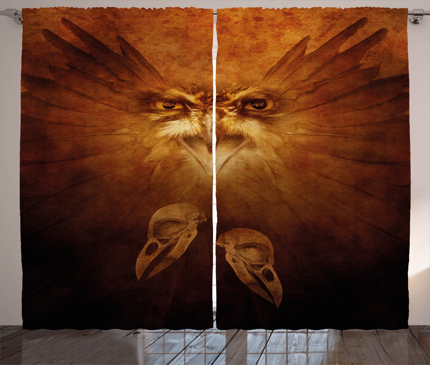 Ambesonne Animal Curtains 2 Panel Set, Hawk Eagle Face Claws, 108" x 90 ...