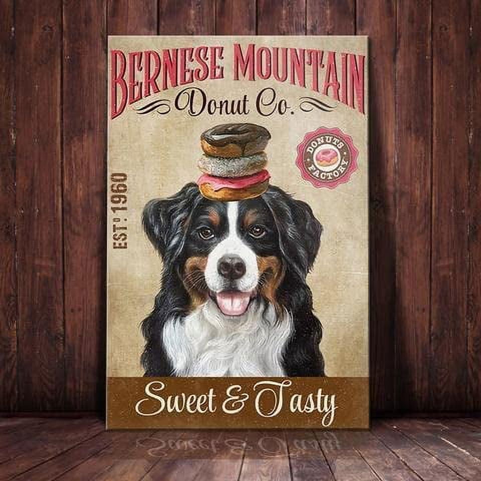 Animal Decorations for Room Bernese Mountain Dog Donut Company Sign ...