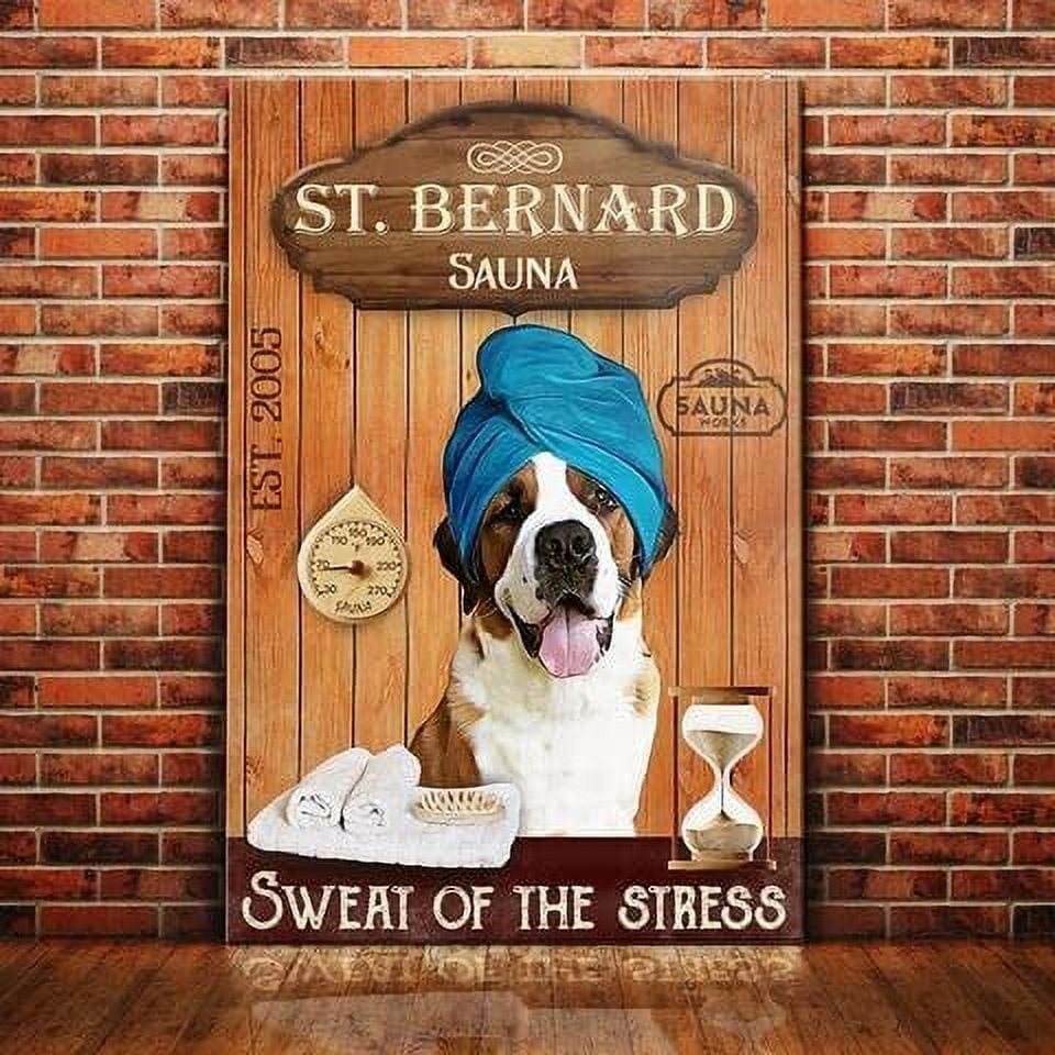 Animal Decorations for Yard St. Bernard Dog Sauna Sign Vintage Tin Sign ...