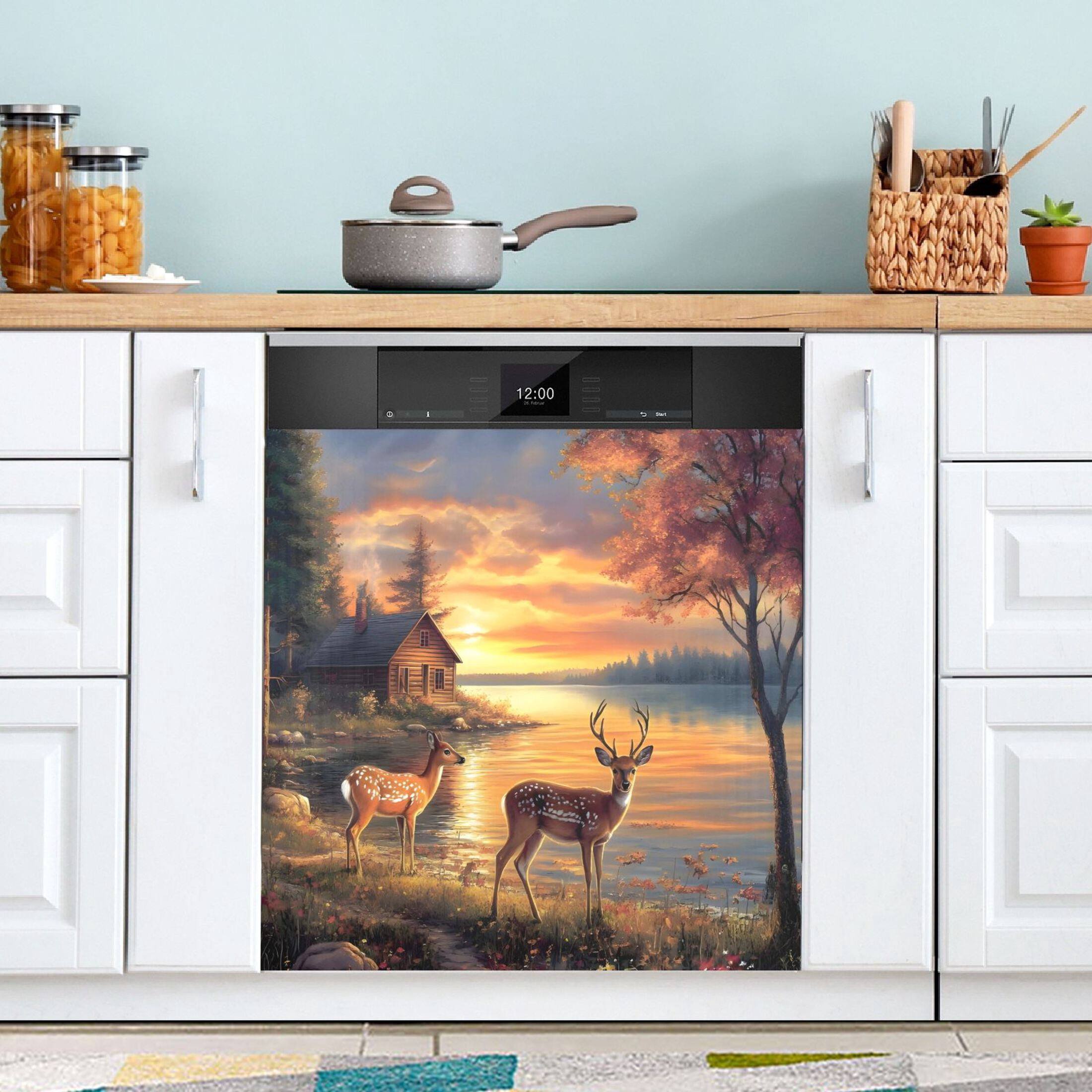 Animal Deer Dishwasher Magnet Cover Reuseable Refrigerator Magnet Cover ...