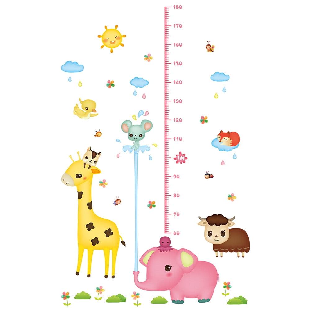 Animal Design Adhesive Height Chart Sticker Creative PVC Growth Chart ...
