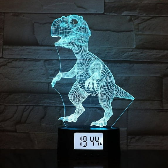Animal Dinosaur 3D Lamp Touch Sensor 7 Color Changing Decorative Lamp 3d LED Night Light Alarm ...