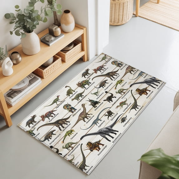 Animal Dinosaur Rectangle Rug 2'x3' Retro Wood Board Background ...