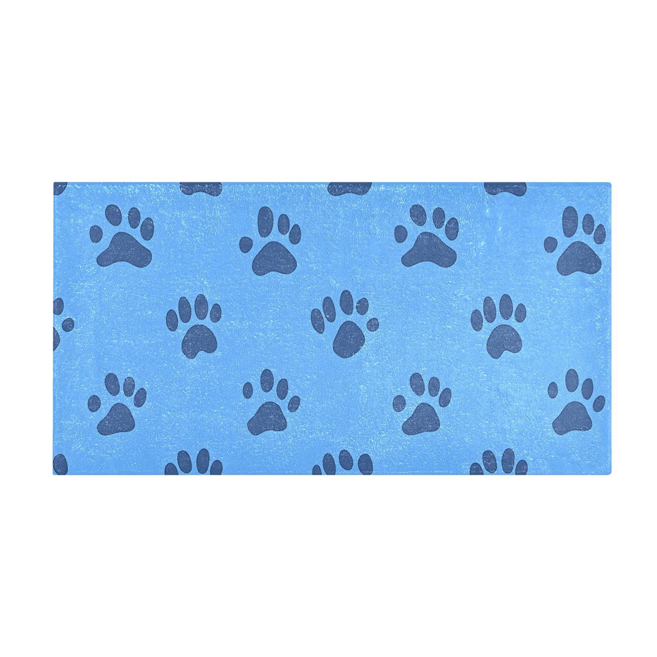 Animal Dog Blue Tile Pattern Bath Mat 39x20 Inch Soft Absorbent Non ...