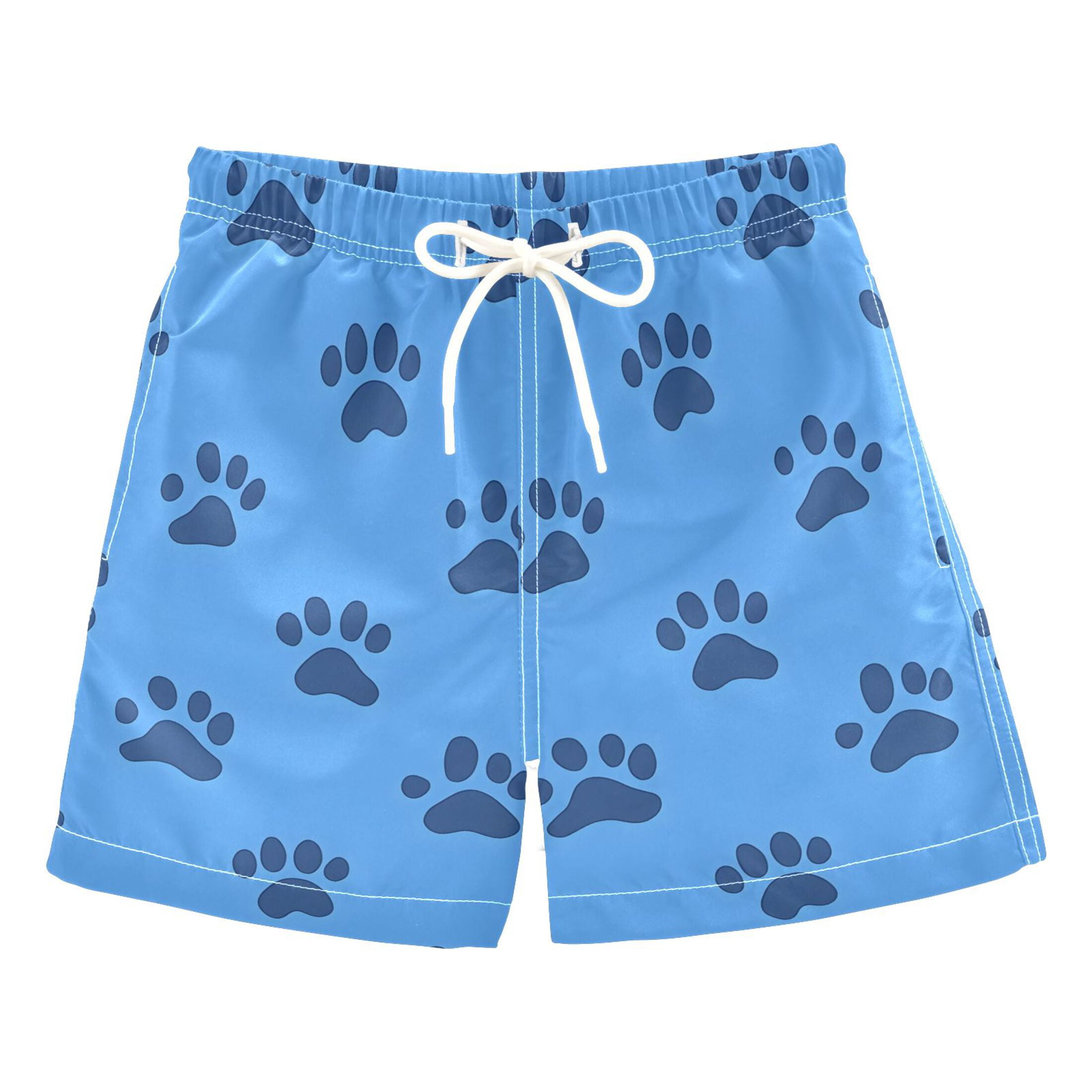 Animal Dog Blue Tile Pattern Swim Trunks Quick Dry Beach Pool Board ...