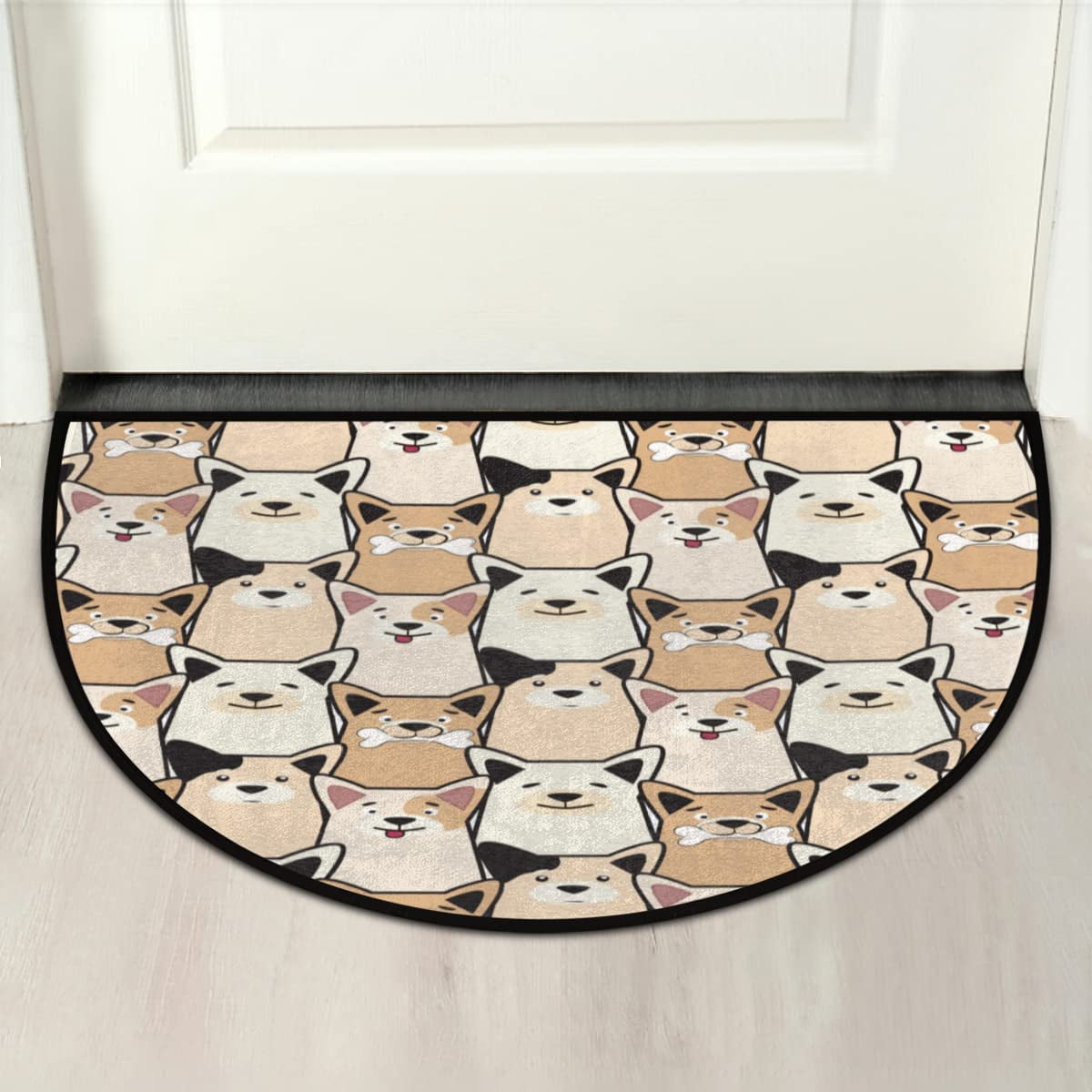 Animal Dog with Bone Half Round Door Mat Half Circle Area Rug Doormat ...