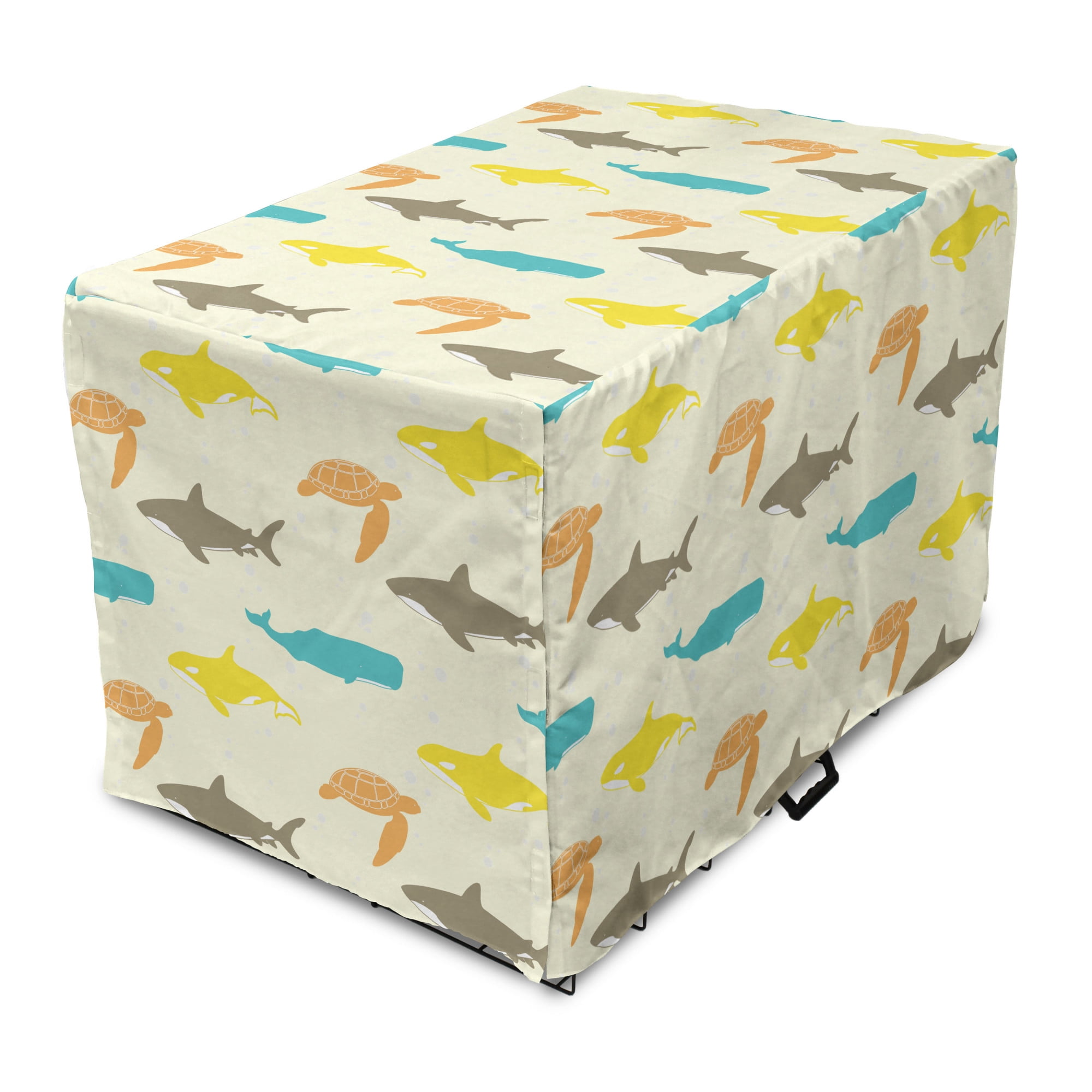 Animal Dog Crate Cover, Pattern with Whale Shark and Turtle Aquarium ...