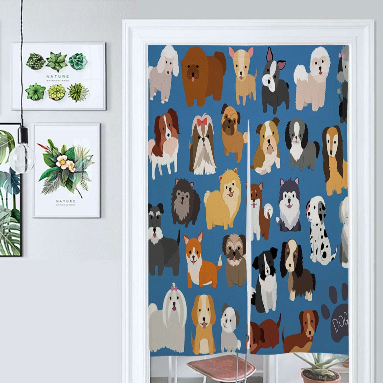Animal Dog Cute Paw Print Door Curtain Nordic Living Room DoorCurtain ...