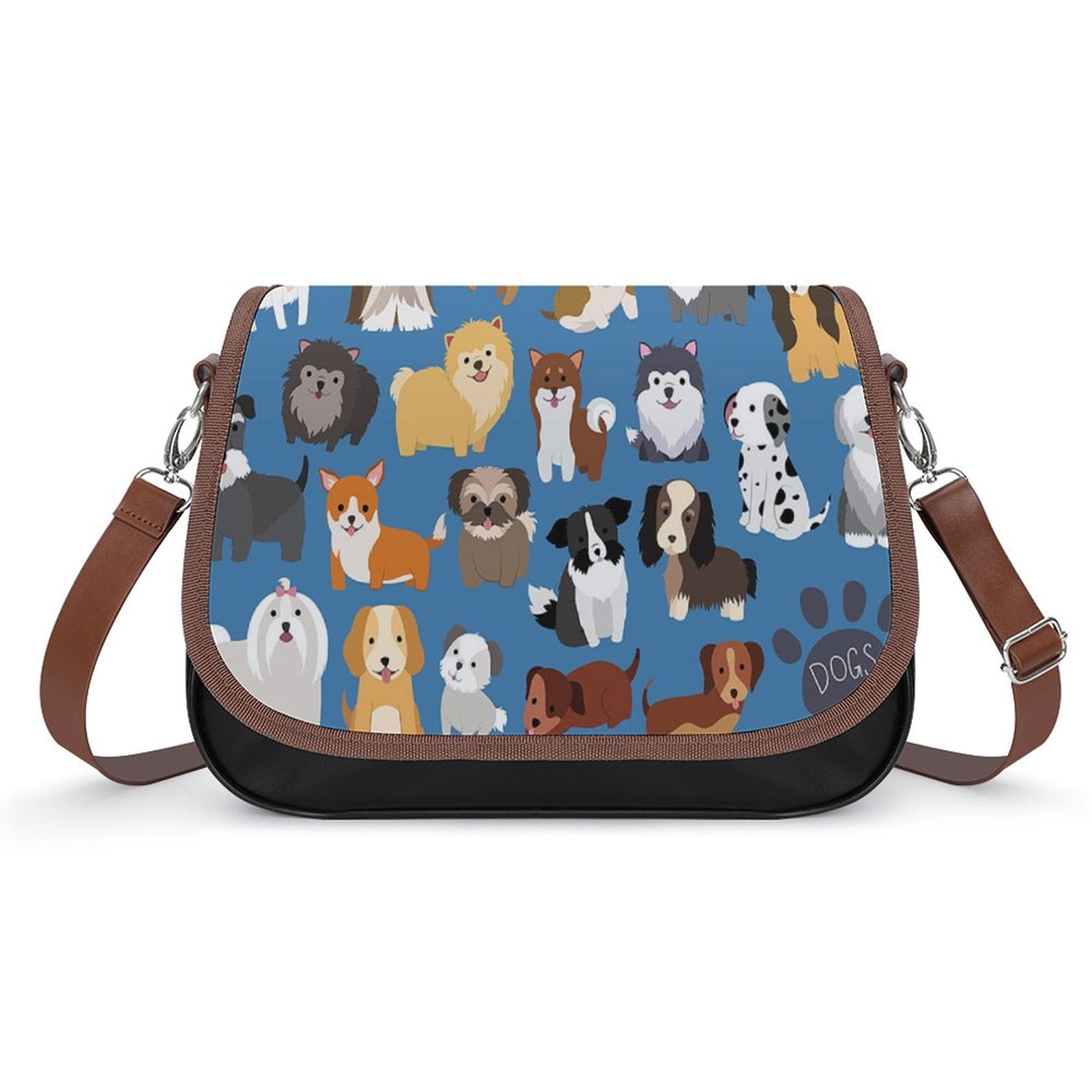 Animal Dog Cute Paw Print Vintage Crossbody Bag for Women Medium ...