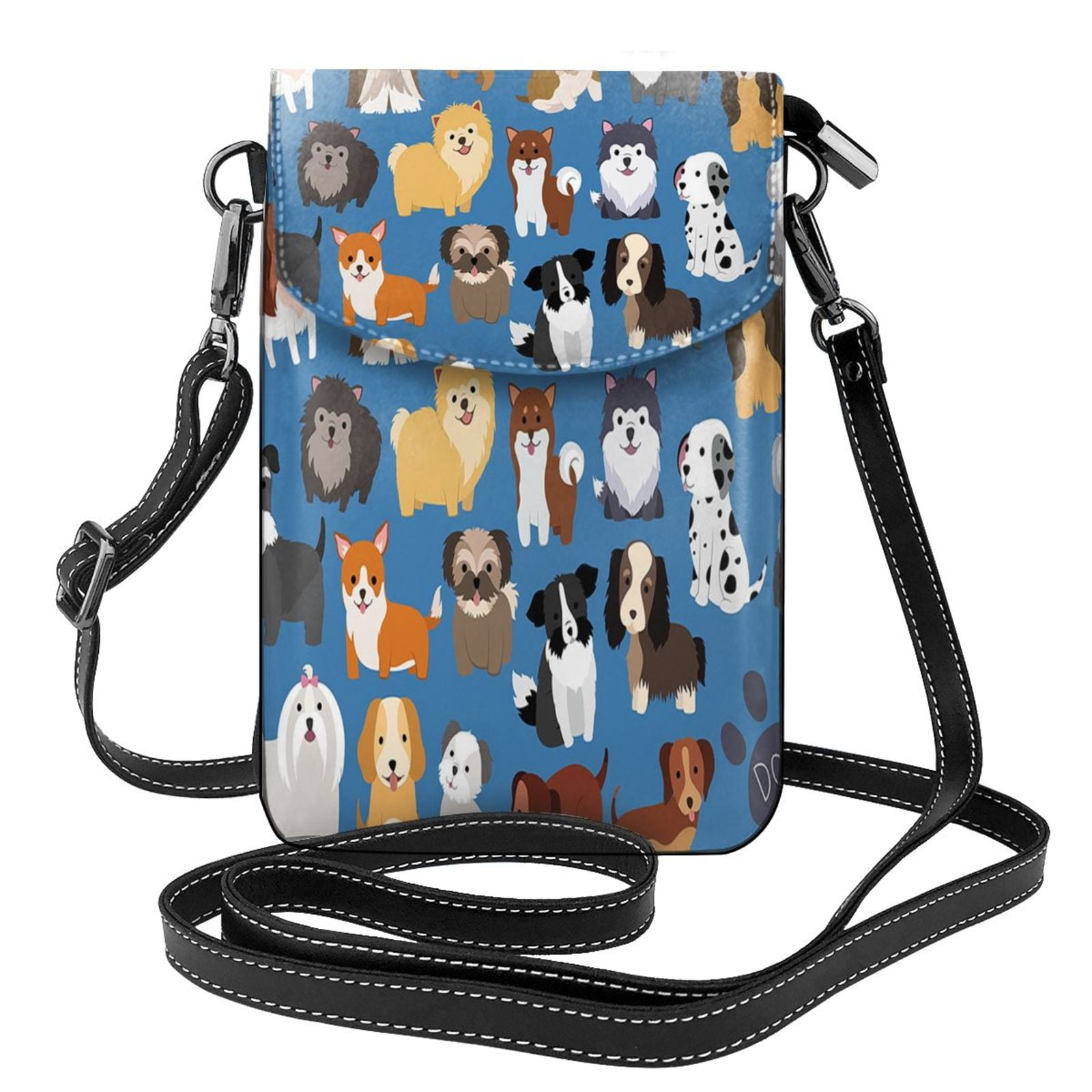 Animal Dog Cute Paw Print Vintage Women Soft Pu Leather Cellphone Purse ...