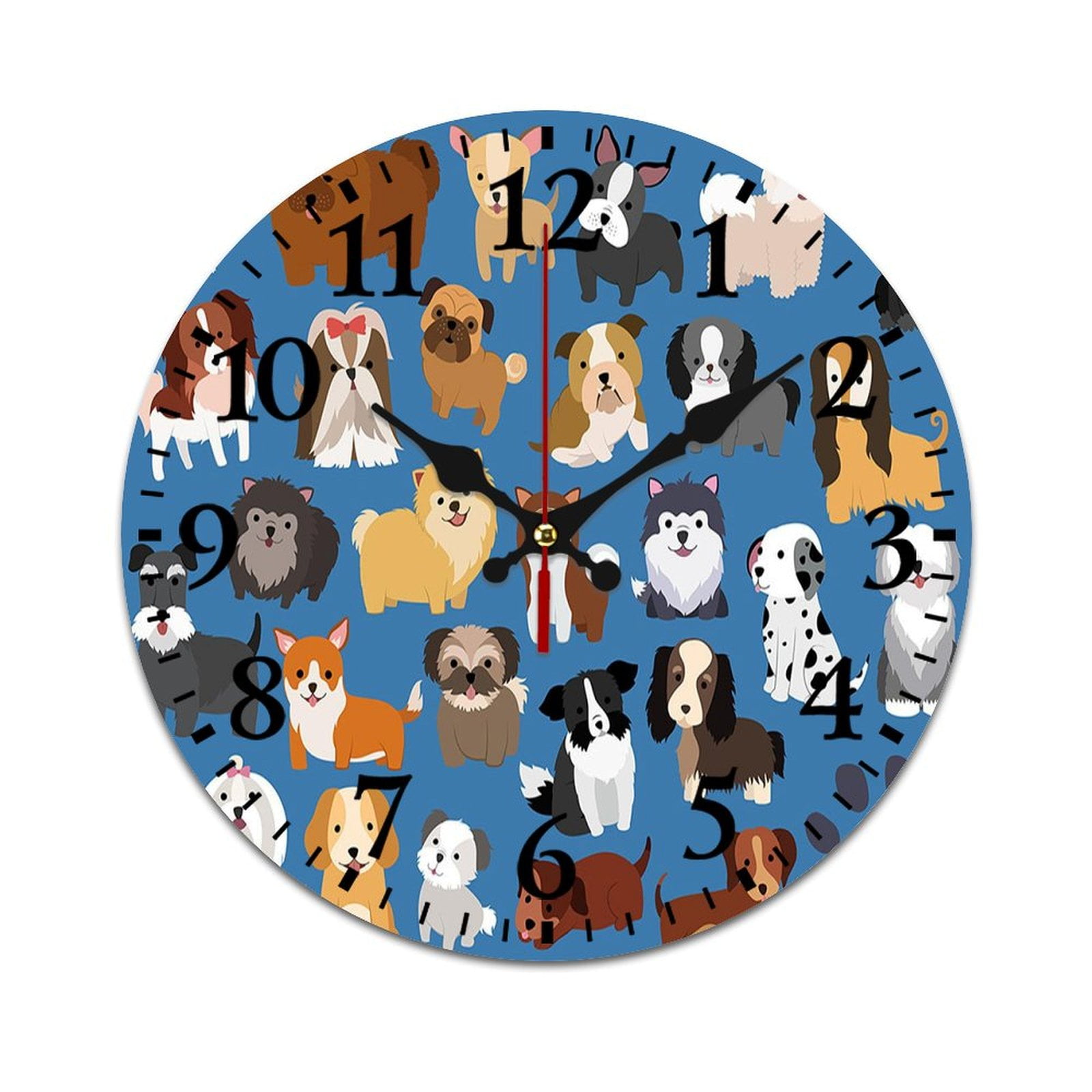 Animal Dog Cute Paw Print Wall Clock Modern Design Clocks Wall Hanging ...