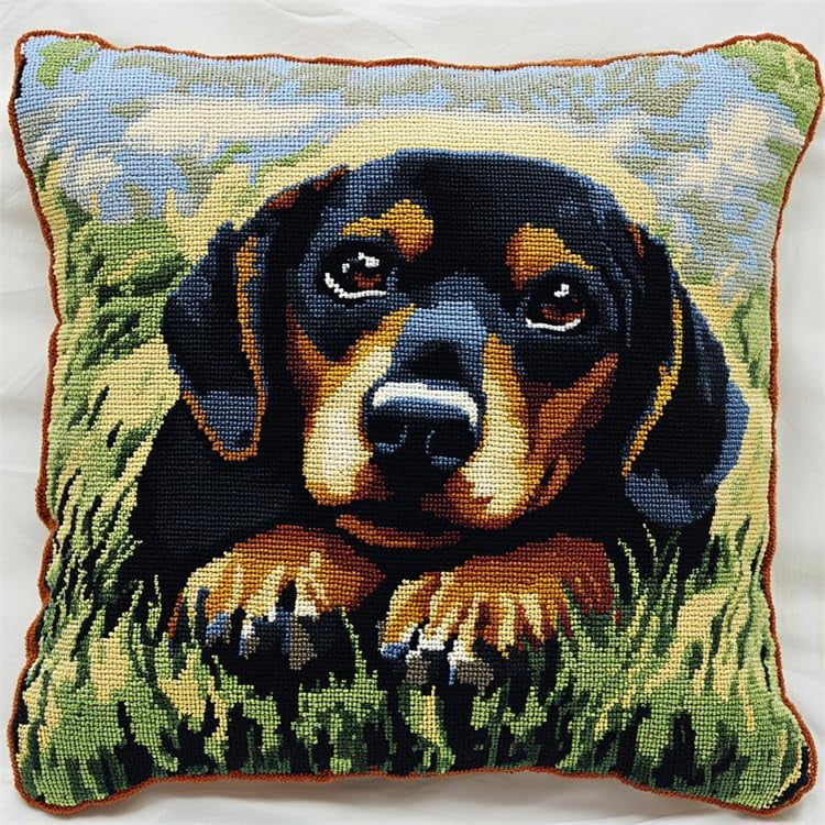 Animal Dog Latch Hook Cushion Kits,Dachshund on The Grass,Latch Hook ...