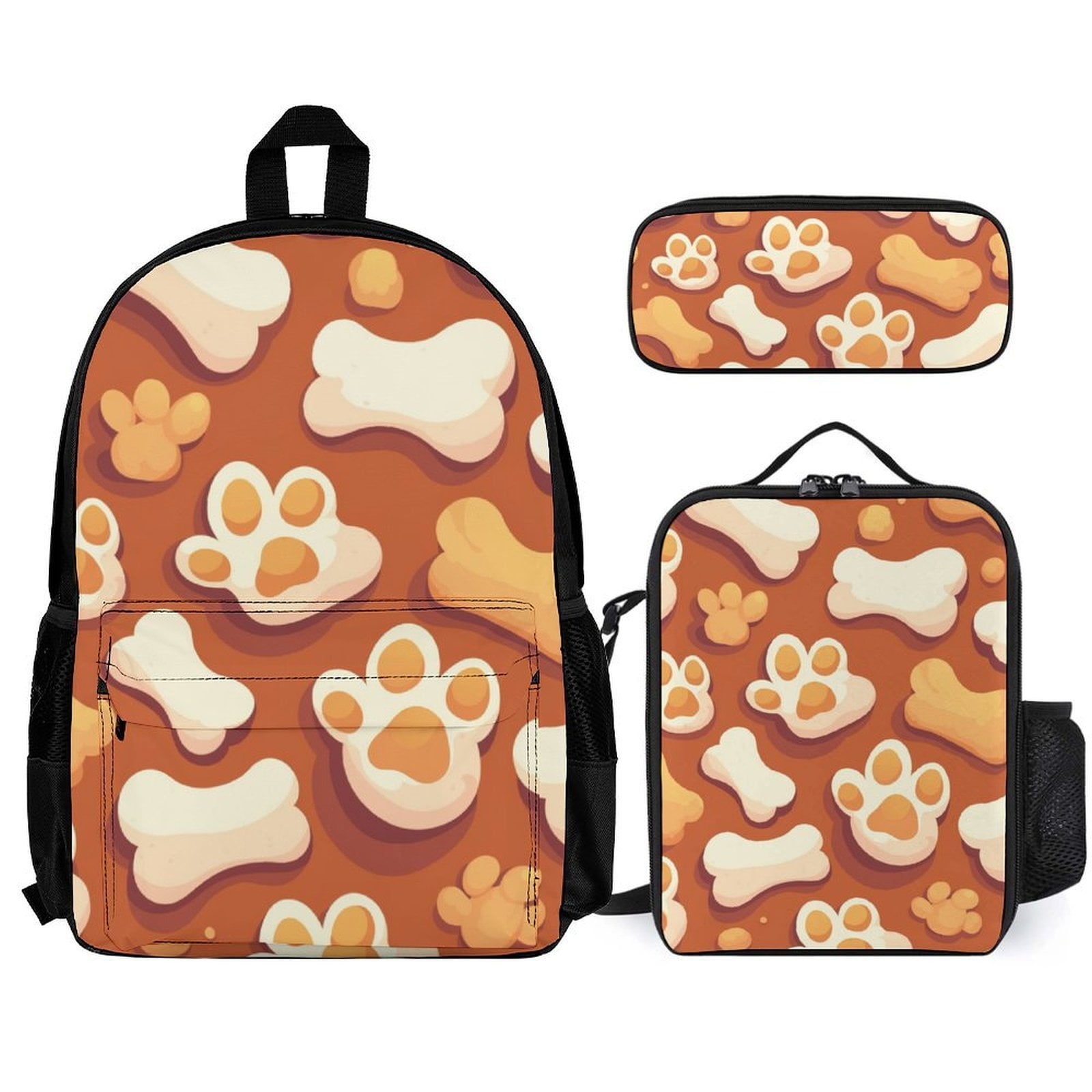 Animal Dog Paw 3PCS Backpack Backpack with Lunch Box Pencil Case ...