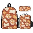 Animal Dog Paw 3PCS Backpack Backpack with Lunch Box Pencil Case ...