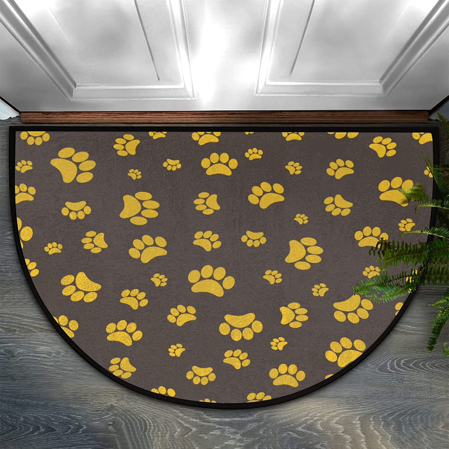 Animal Dog Paw Pattern Half Round Door Mat Half Circle Area Rug Doormat ...