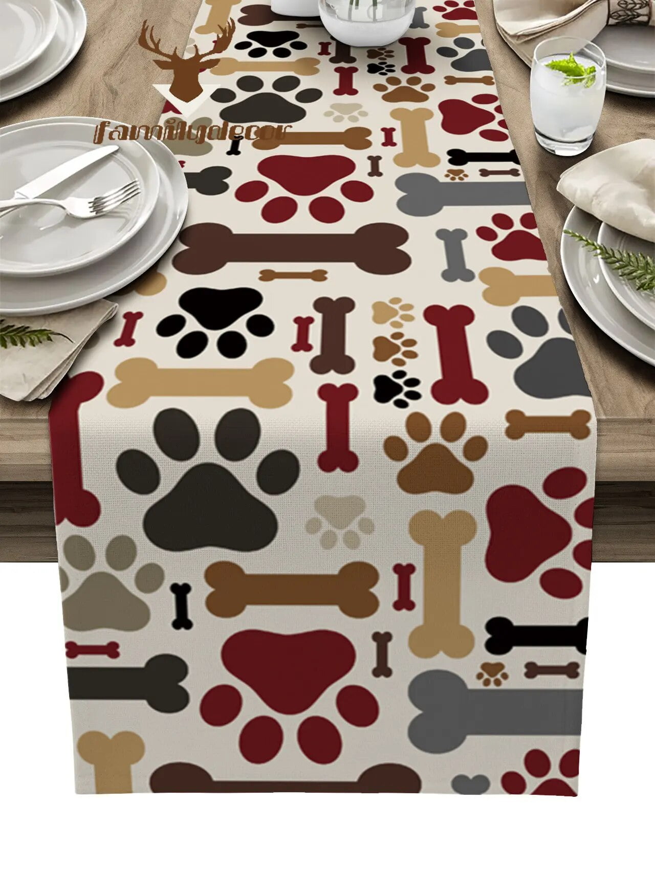 Animal Dog Paw Table Runner Home Wedding r Table Cover Flag Mat Table ...
