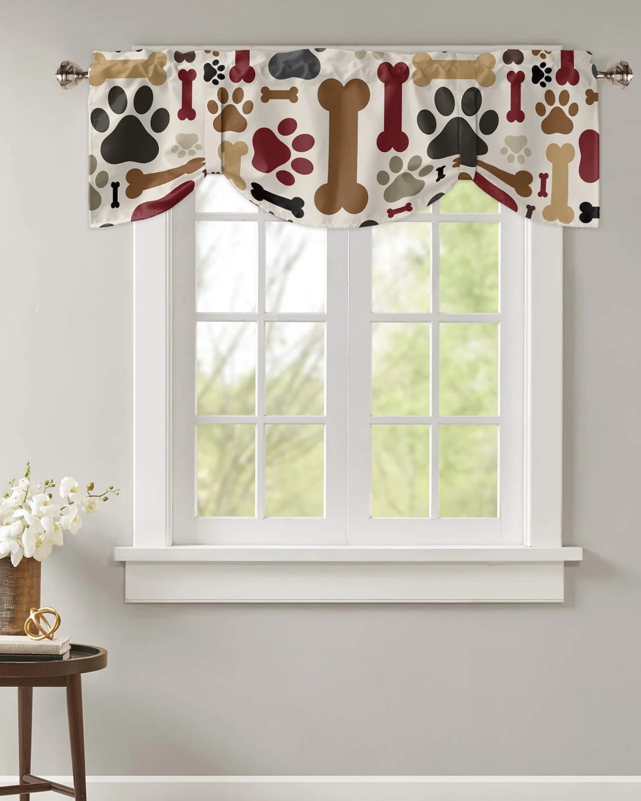 Animal Dog Paw Window Curtain Kitchen Cabinet Coffee Tie-Up Valance ...