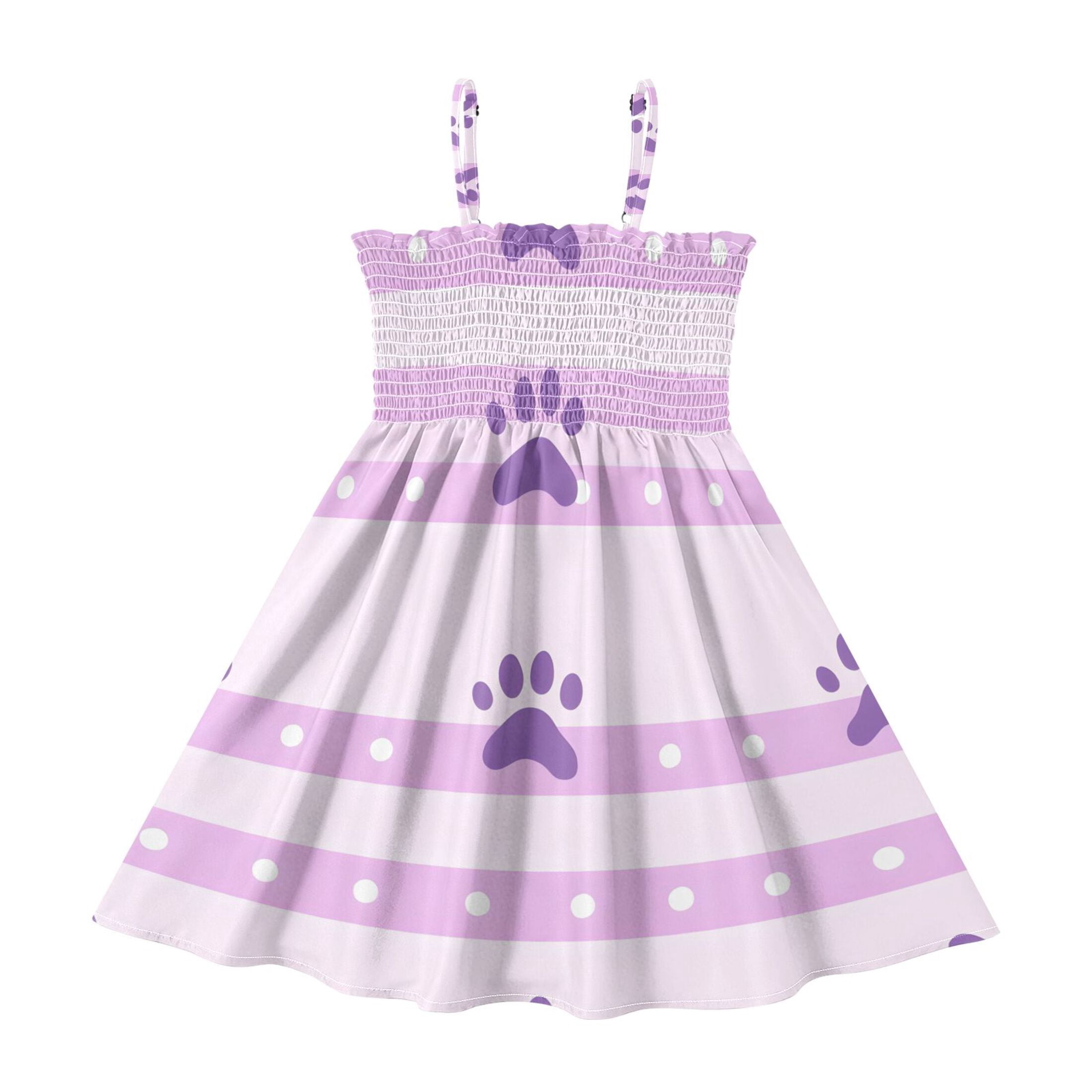 Animal Dog Pink Tile Pattern Girls' Casual Dresses 2Y-8Y Sleeveless ...
