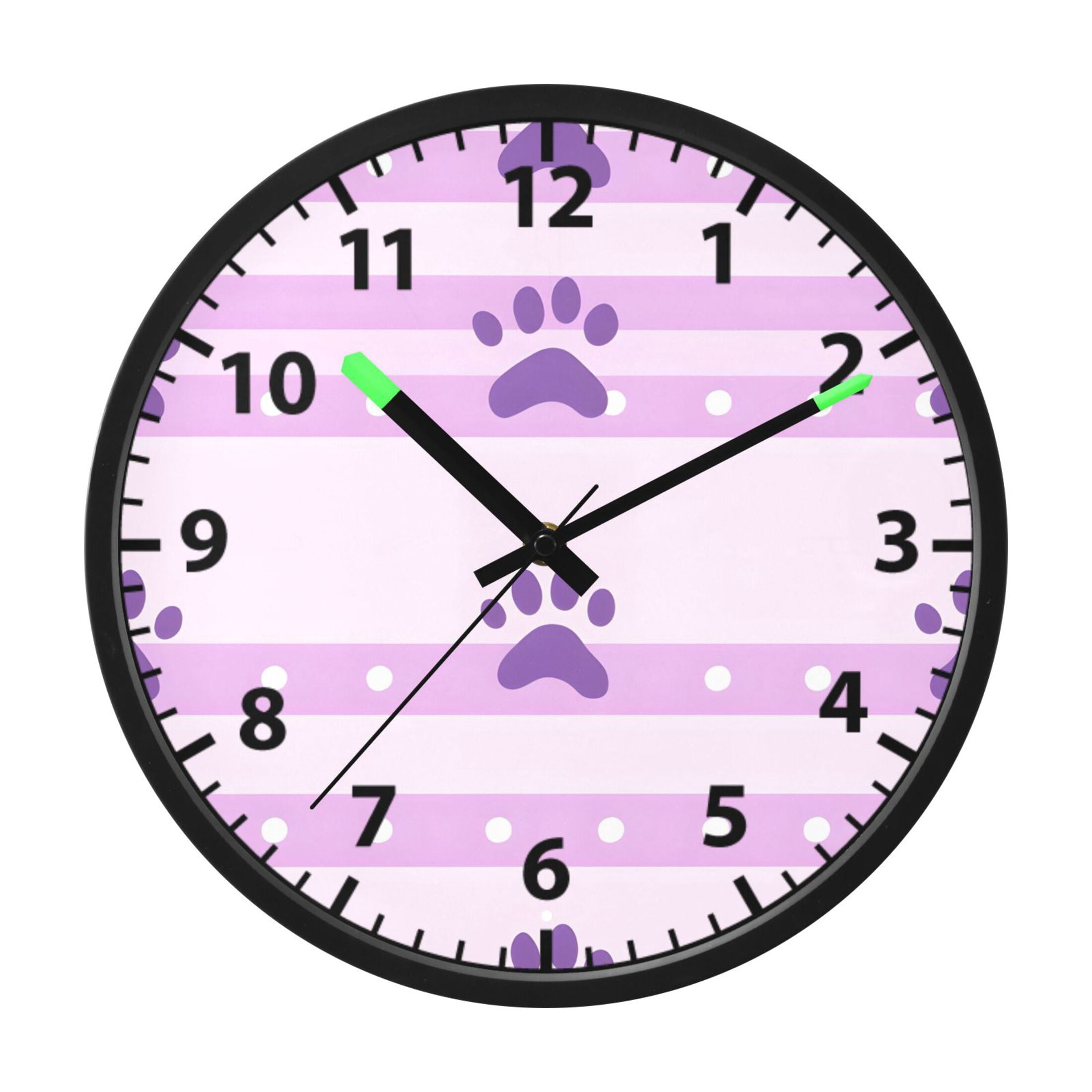 Animal Dog Pink Tile Pattern Wall Clock 12 Inch Voice Activated Night ...