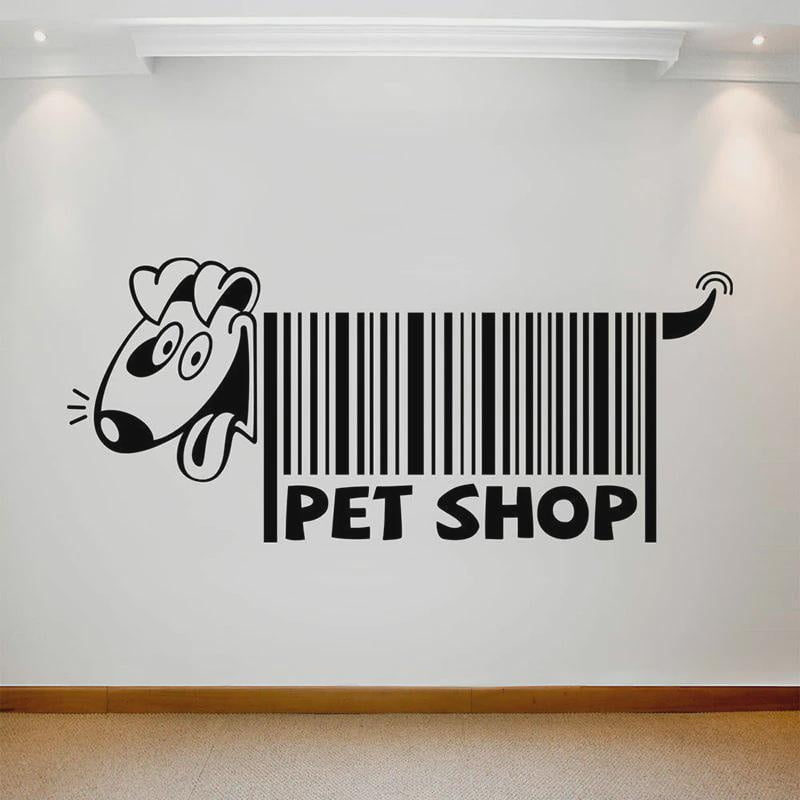 Animal Dog Wall Decal Creative Barcode Door Window Vinyl Sticker Art ...