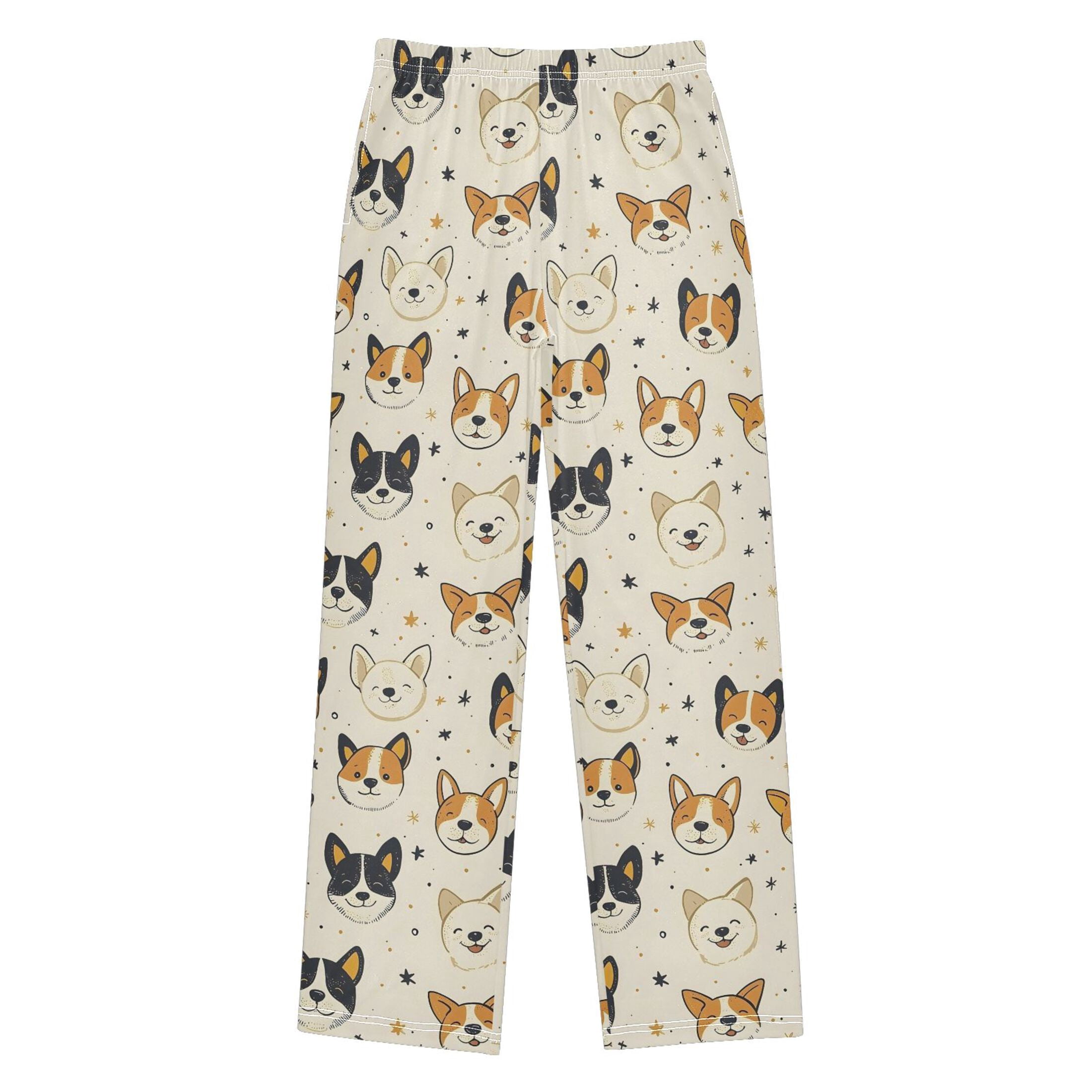 Animal Dog Yellow Tile Pajama Pants Soft and Lightweight Elastic ...