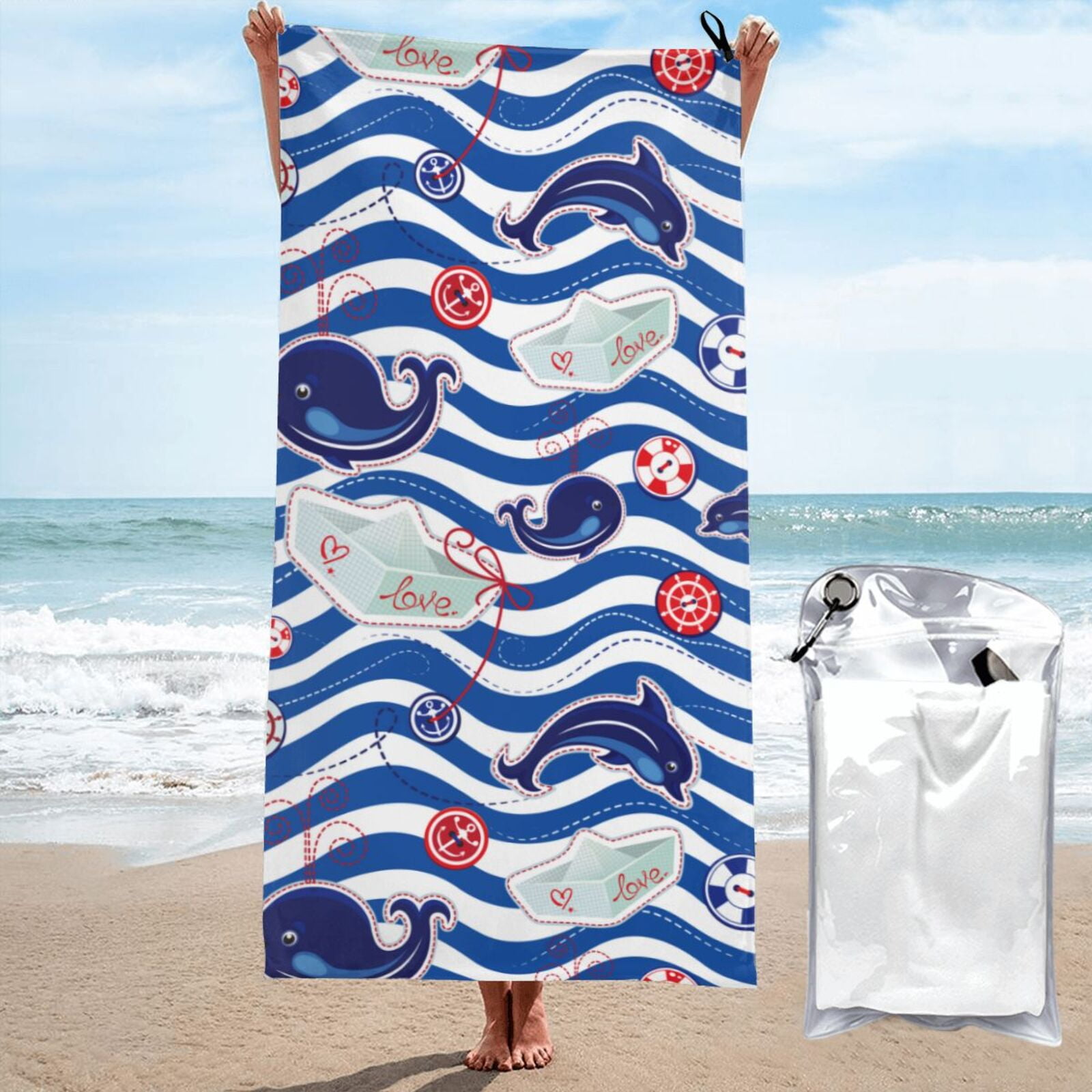 Animal Dolphin Fiber Quick Dry Towel Beach Towels Good Water Absorption ...