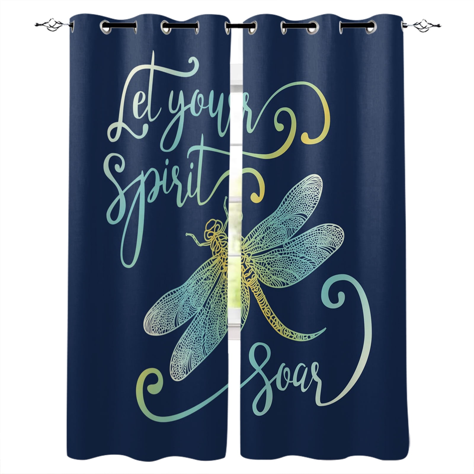 Animal Dragonfly Retro Window Curtains Living Room Kitchen Curtains for ...