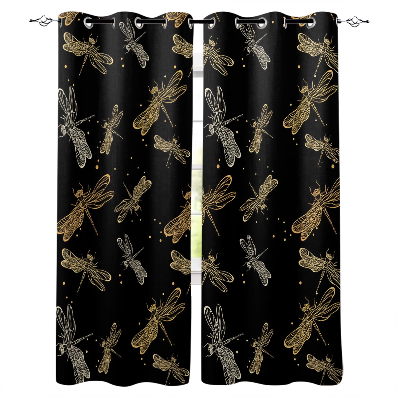 Animal Dragonfly Retro Window Curtains Living Room Kitchen Curtains for ...