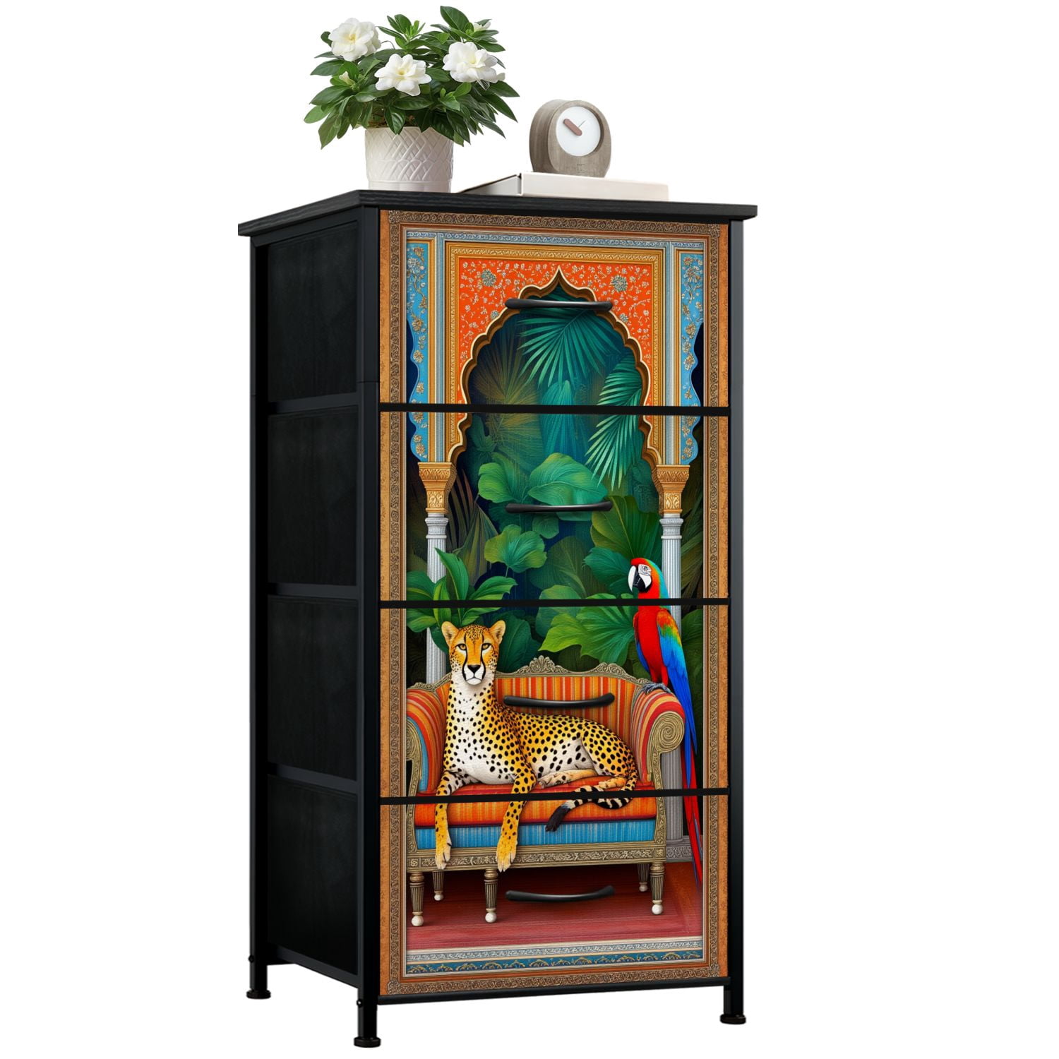 Animal Dresser for Bedroom with 4 Storage Drawers Cheetah Colorful ...