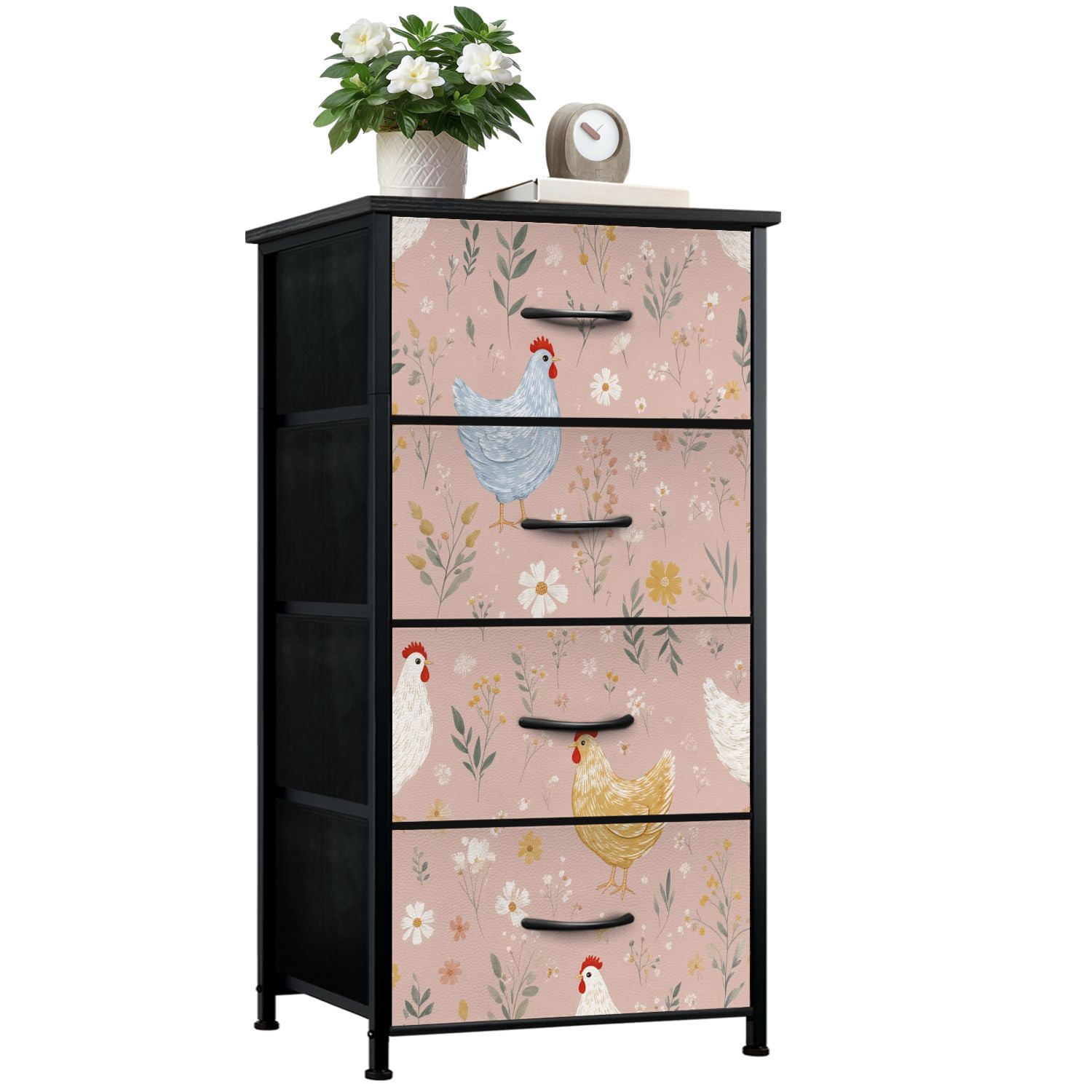 Animal Dresser for Bedroom with 4 Storage Drawers Floral Colorful ...