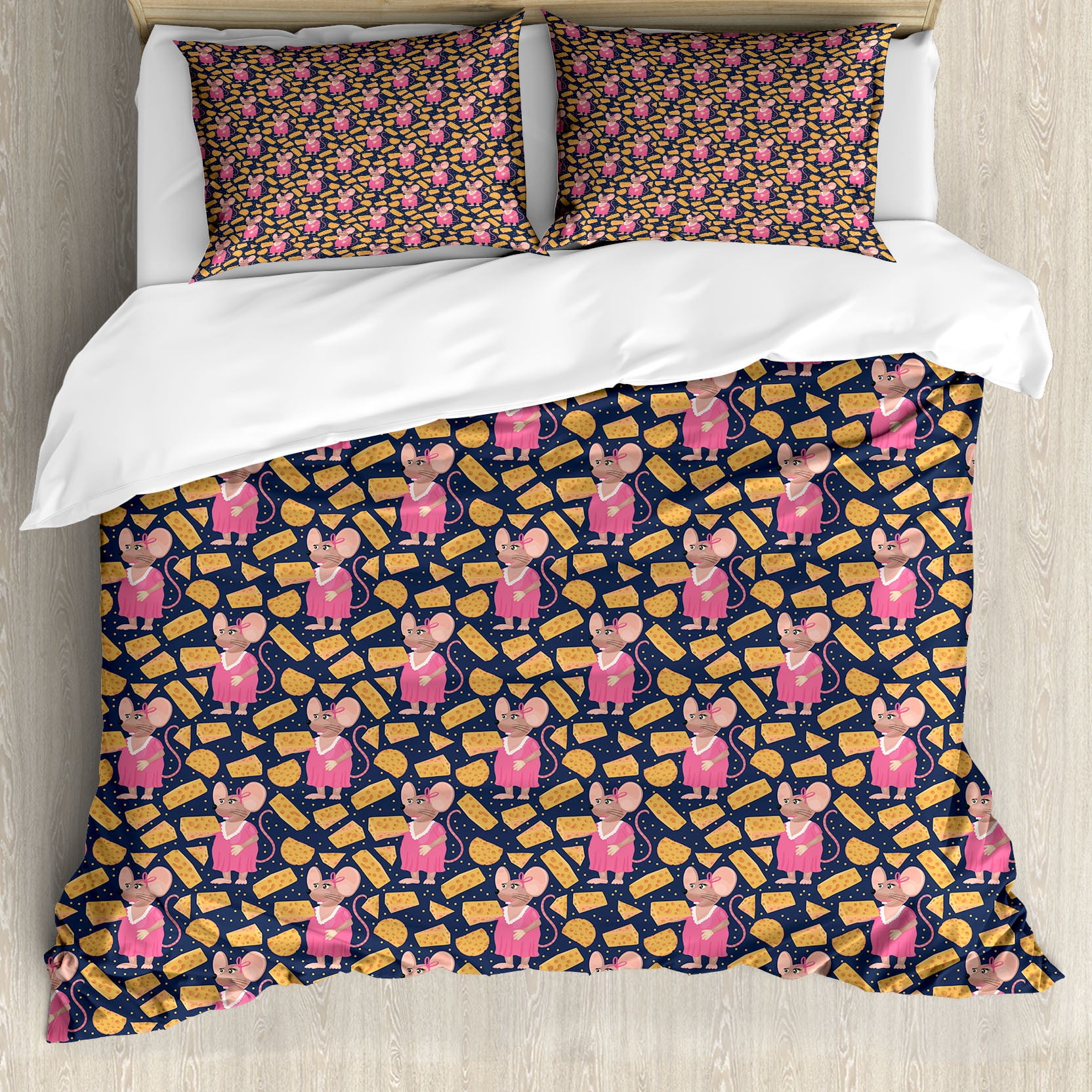 Animal Duvet Cover Set, Cartoon Animated Repeated Female Rat Girl ...