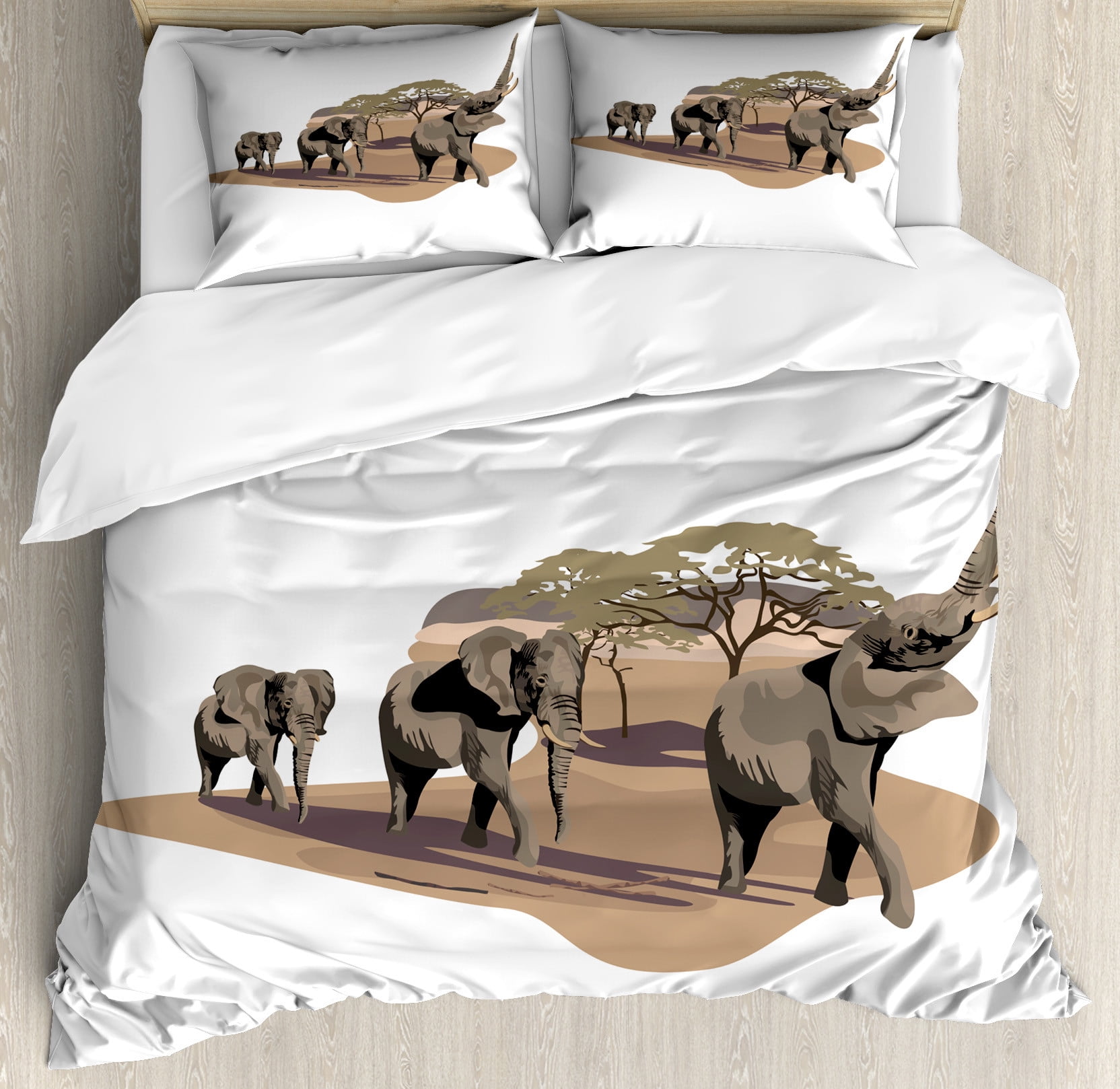 Animal Duvet Cover Set, Exotic Animals Savannah Graphic Image Animals ...