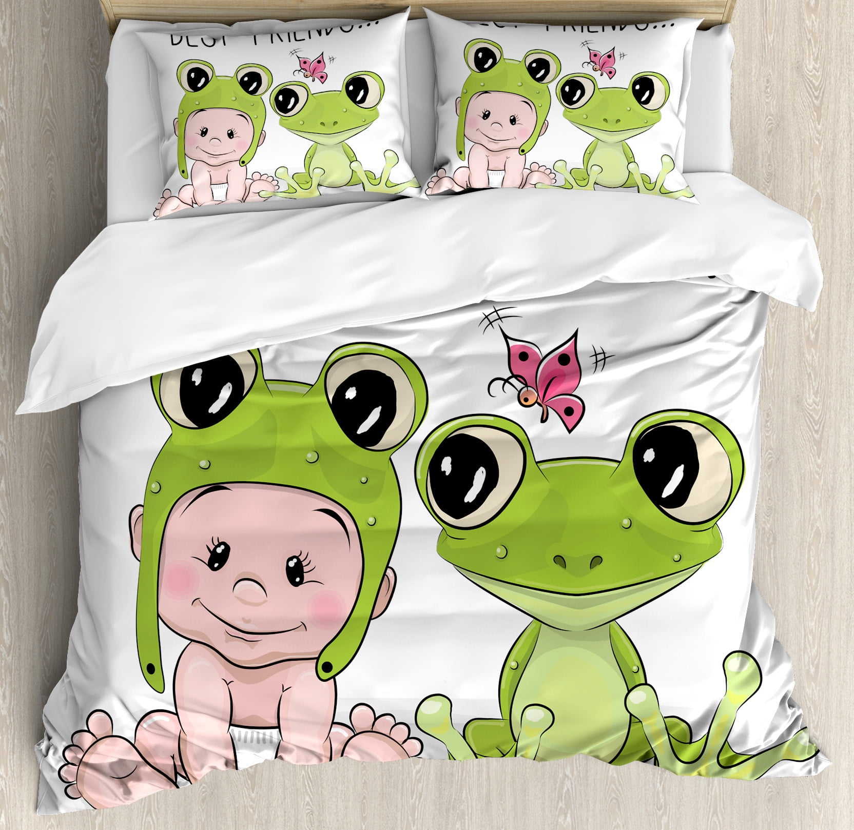 Animal Duvet Cover Set, in Froggy Hat and Frog Best Friends Love Theme ...