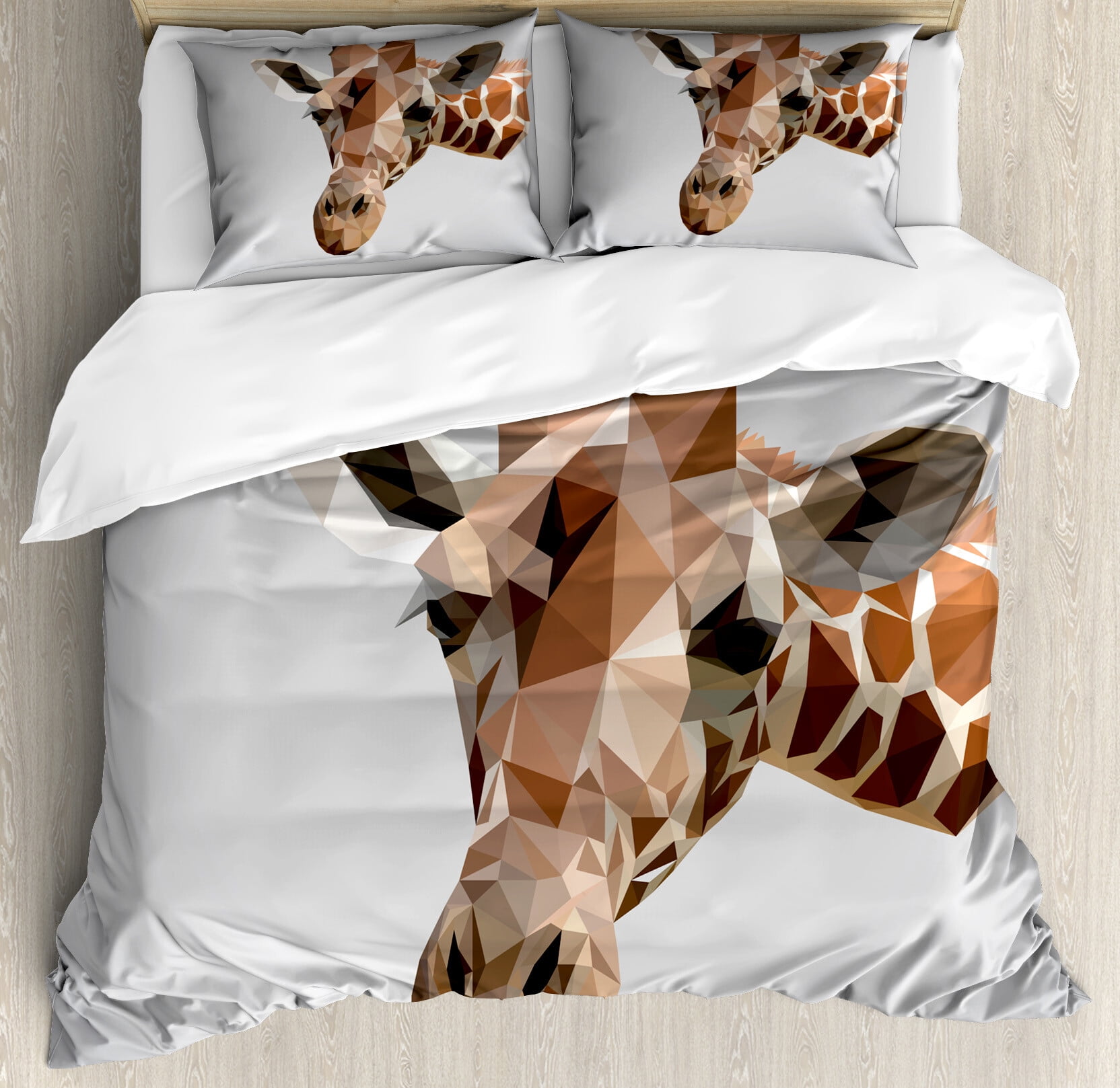 Animal Duvet Cover Set, Savannah Wildlife Creature Digital Giraffe ...