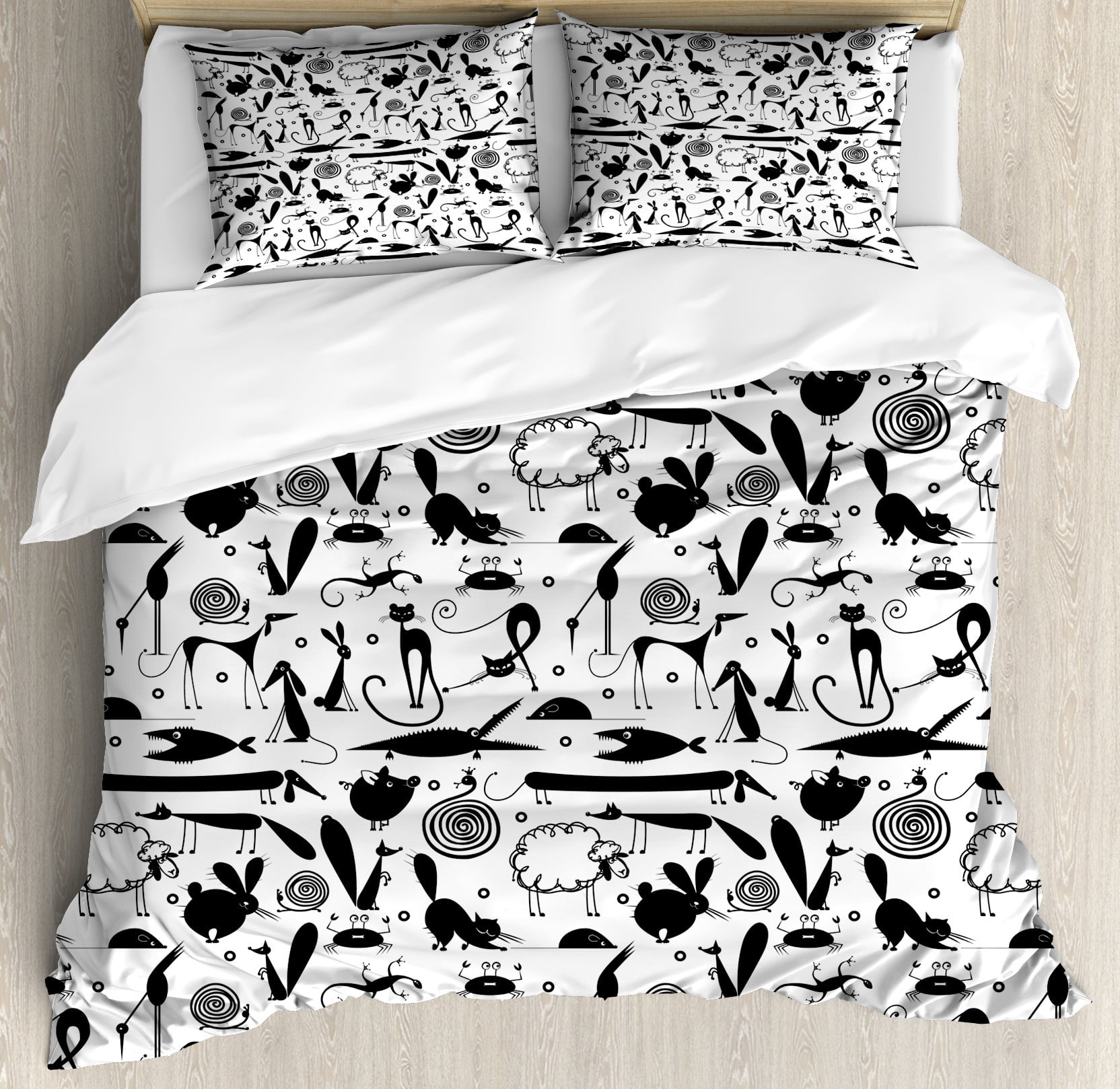 Animal Duvet Cover Set, Sheep Rabbit Snail Pig Crocodile Dog Cat Lizard ...